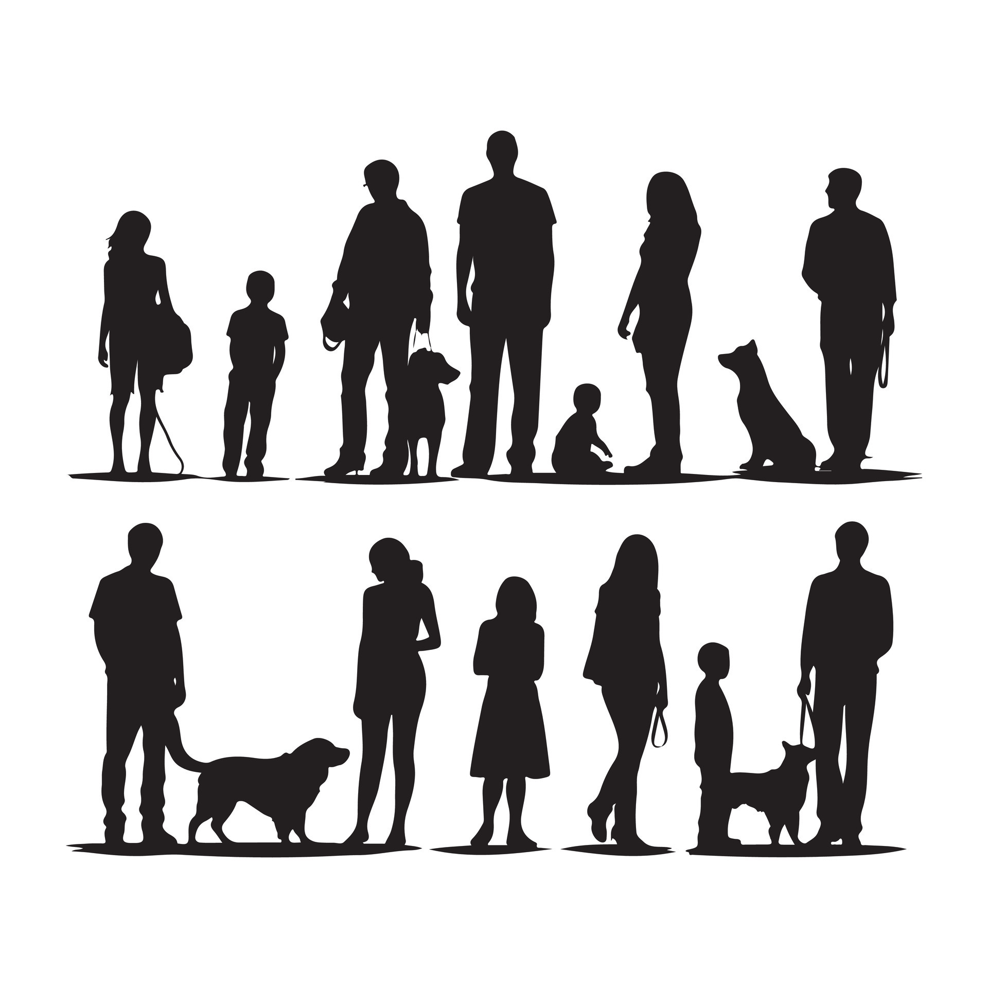 Black Silhouettes of families sketch illustration 46541970 Vector Art ...