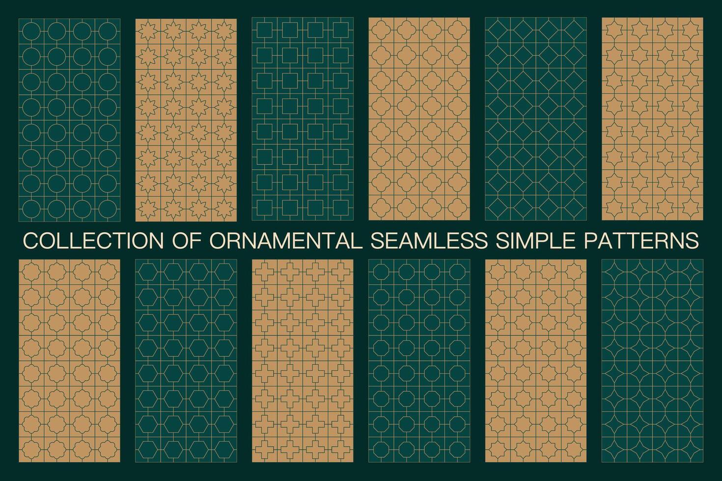 Collection Of Seamless Ornamental Elegant Geometric Patterns Repeatable Oriental Luxury