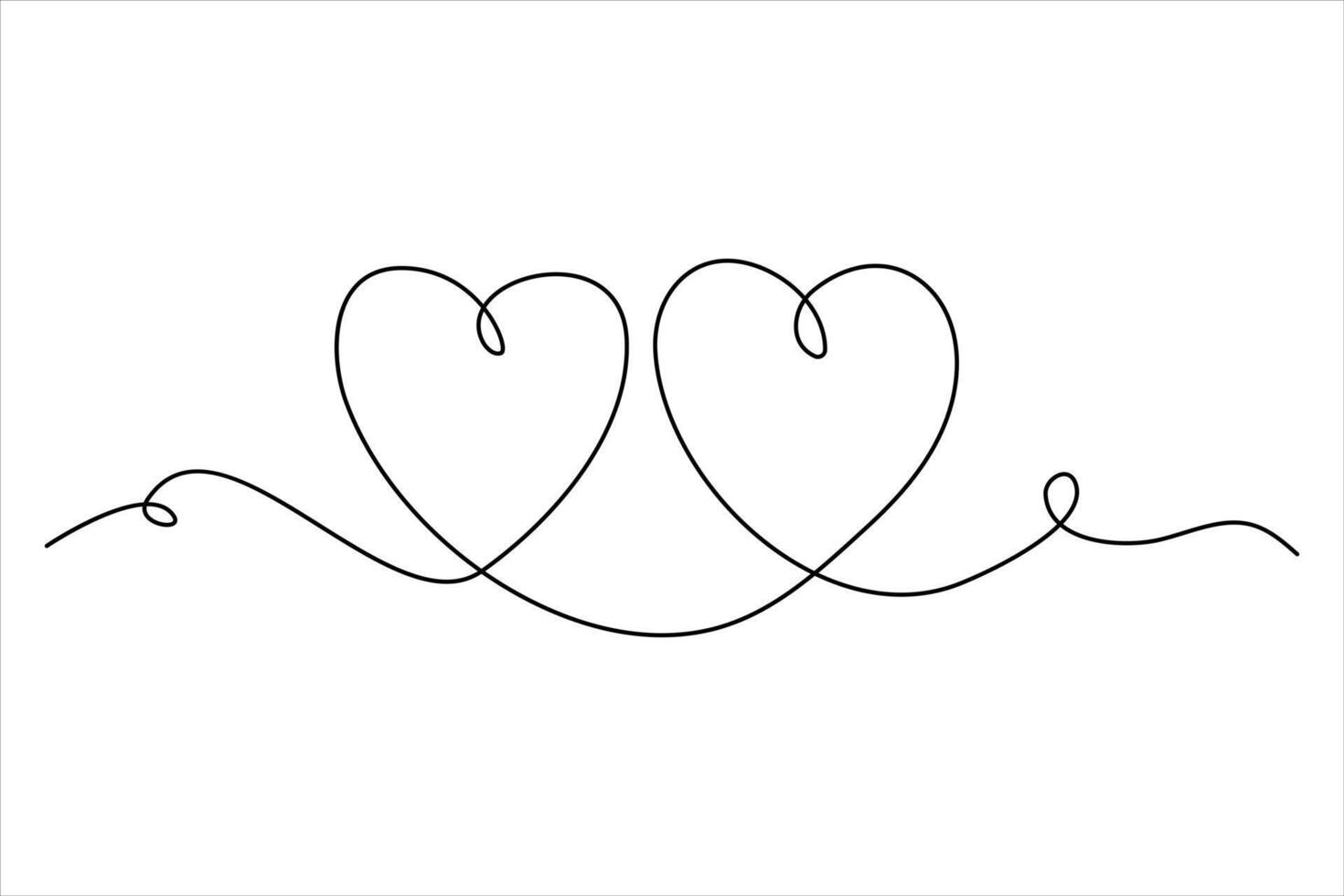 Heart Continuous One Line Art Drawing Color Shape Love Sign Outline