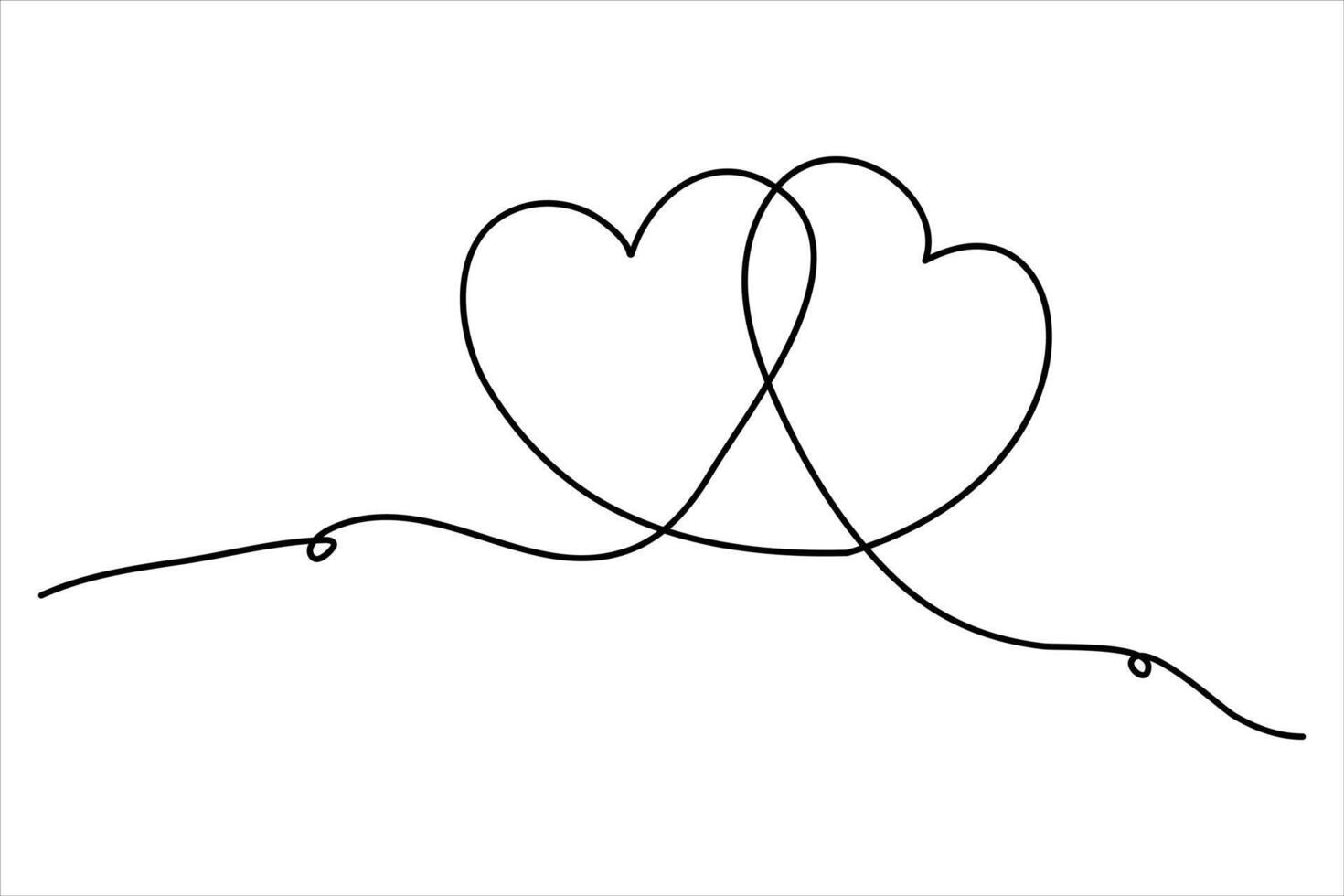 Heart Continuous One Line Art Drawing Color Shape Love Sign Outline