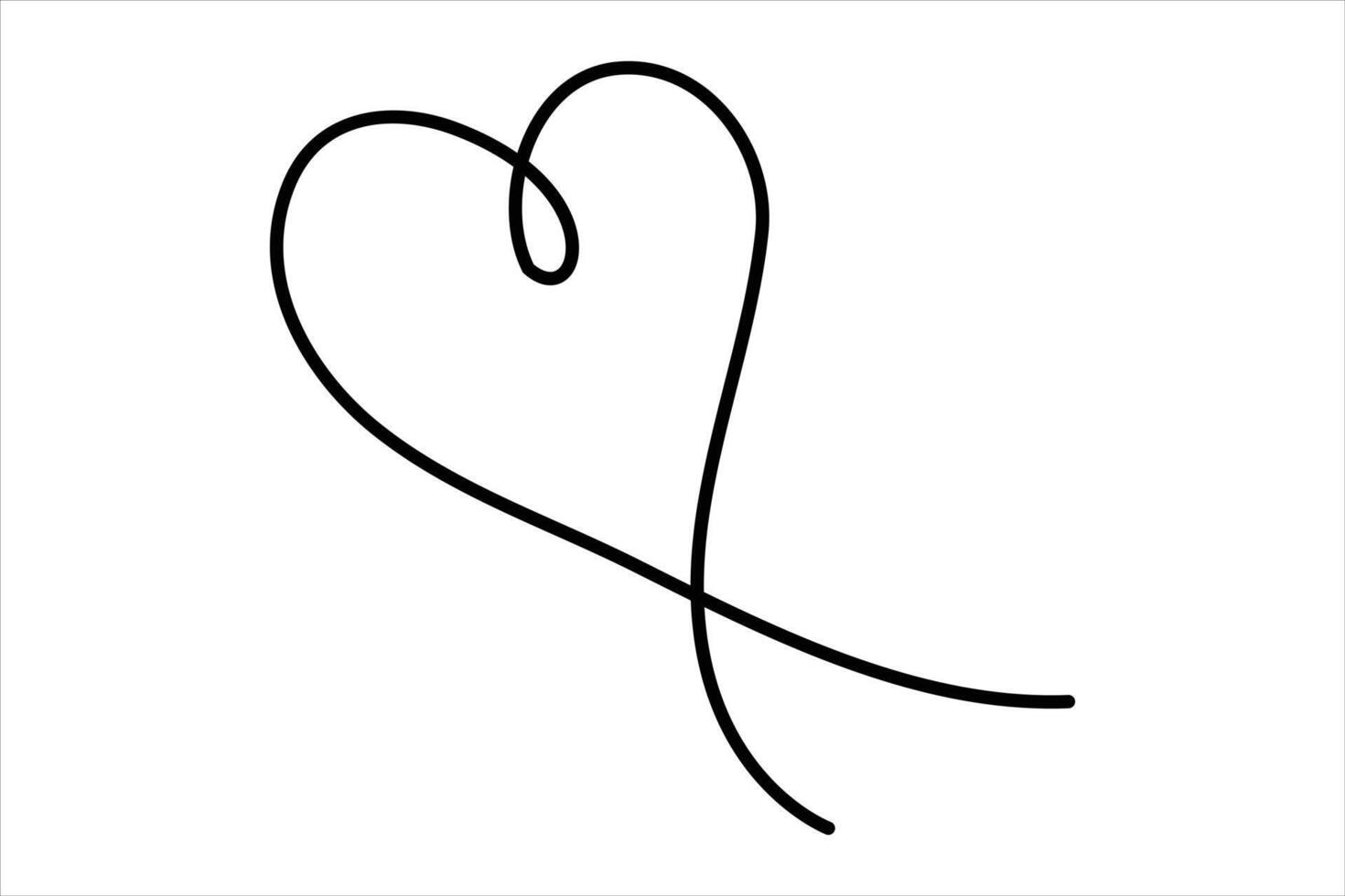 Heart Continuous One Line Art Drawing Color Shape Love Sign Outline