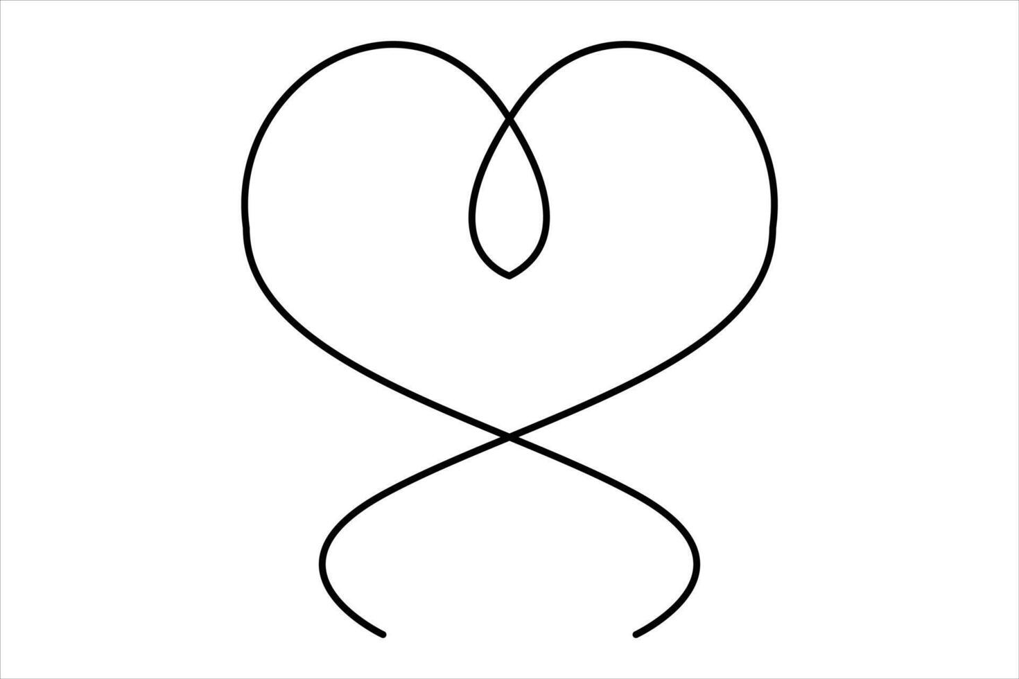 Heart Continuous One Line Art Drawing Color Shape Love Sign Outline