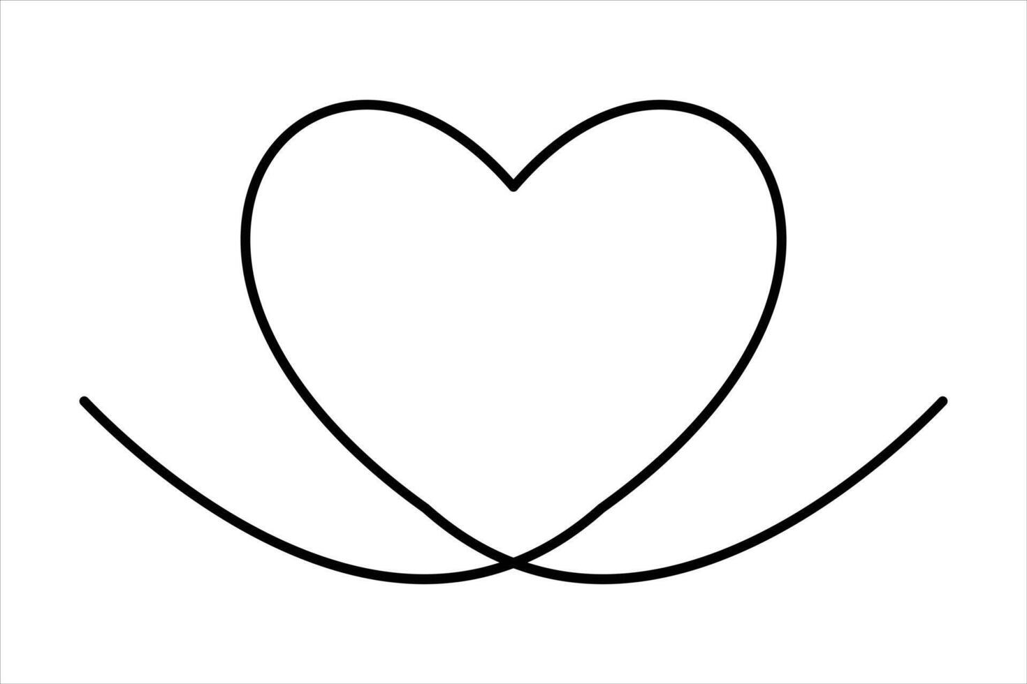 Heart Continuous One Line Art Drawing Color Shape Love Sign Outline Art