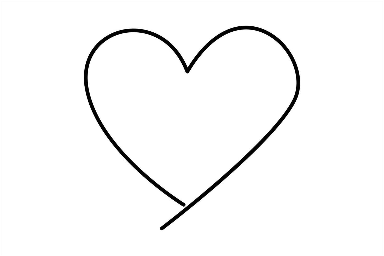Heart Continuous One Line Art Drawing Color Shape Love Sign Outline