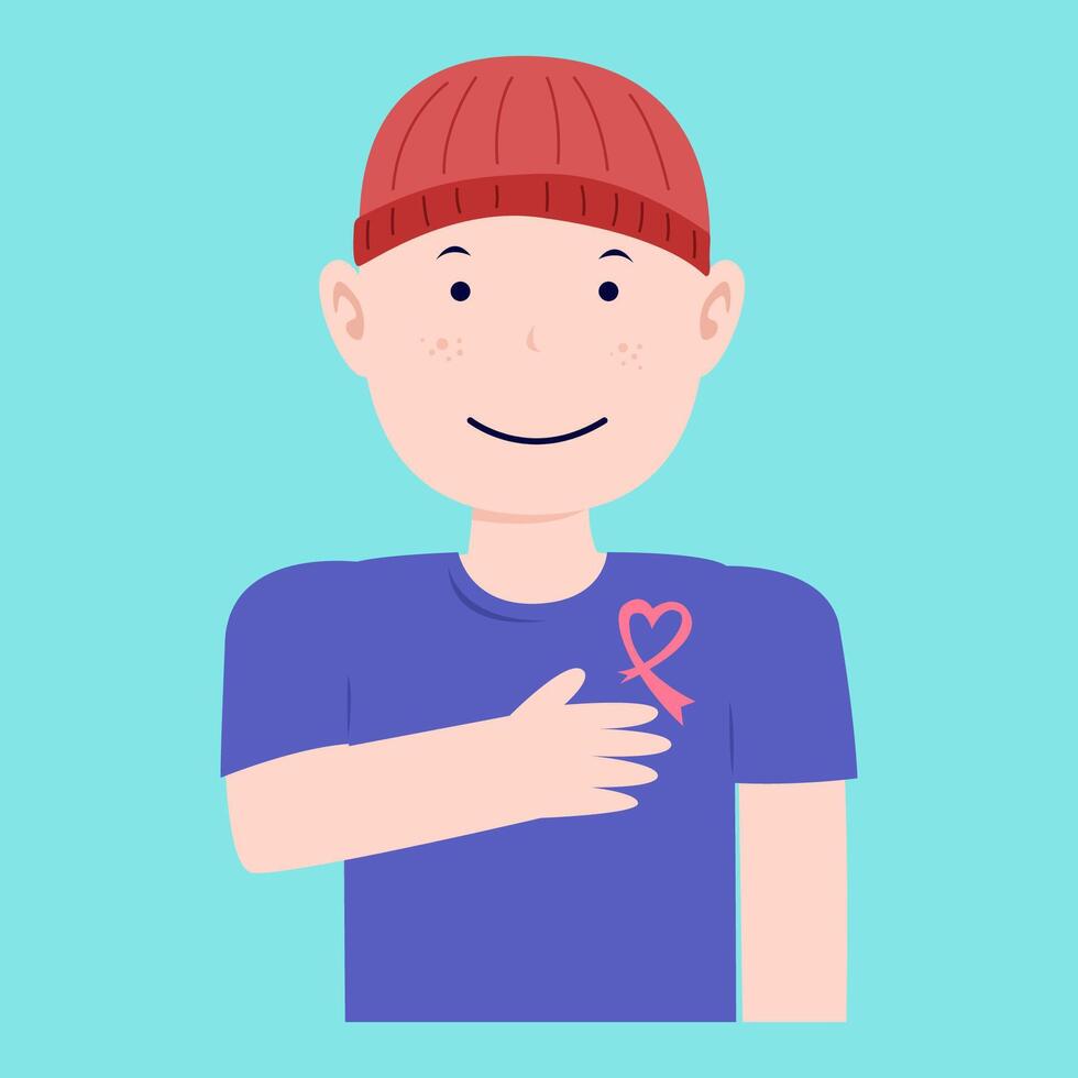 Man Cancer Disease Chemotherapy With Cancer Ribbon 46551782 Vector Art At Vecteezy