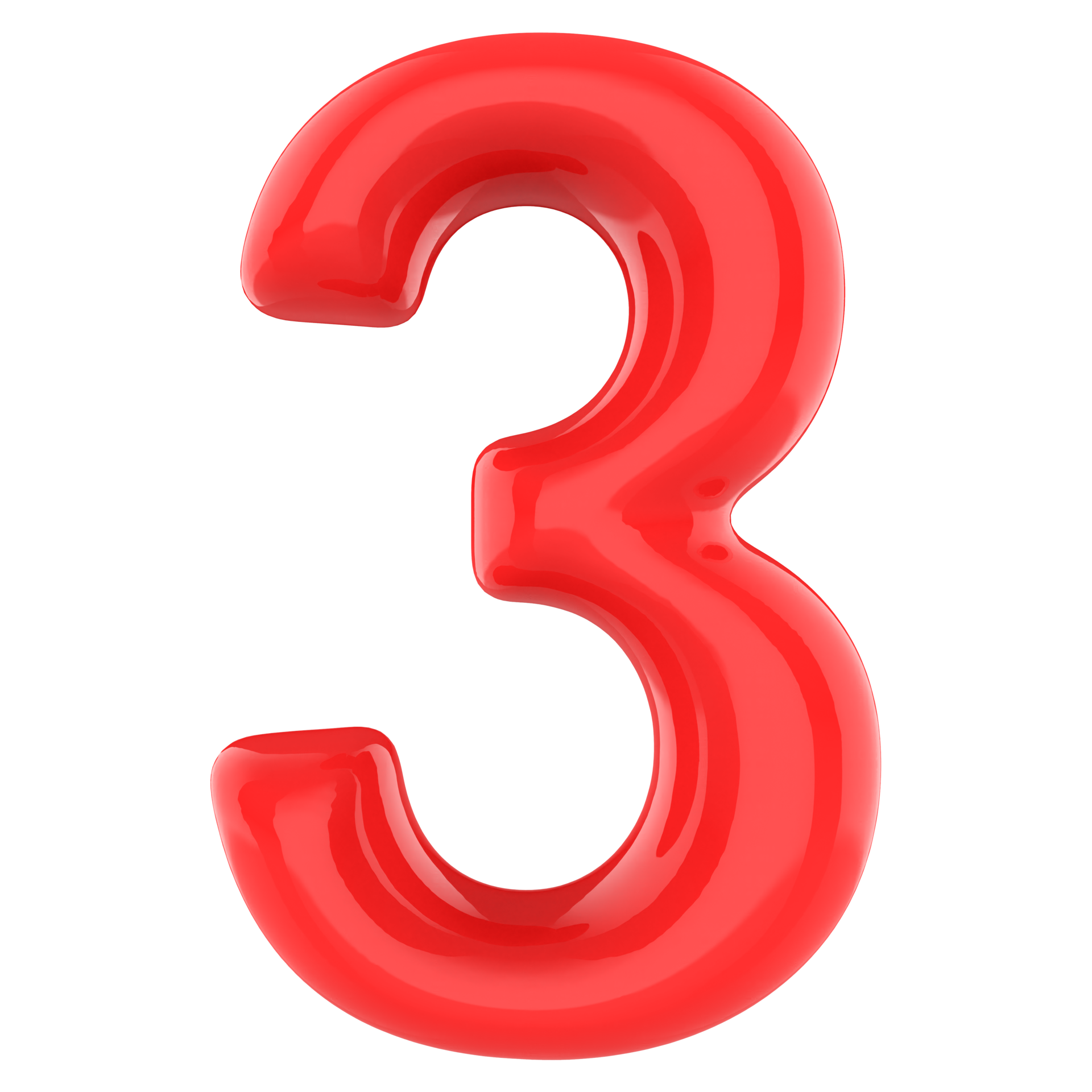 Number 3 Red 3D Render 46552510 PNG