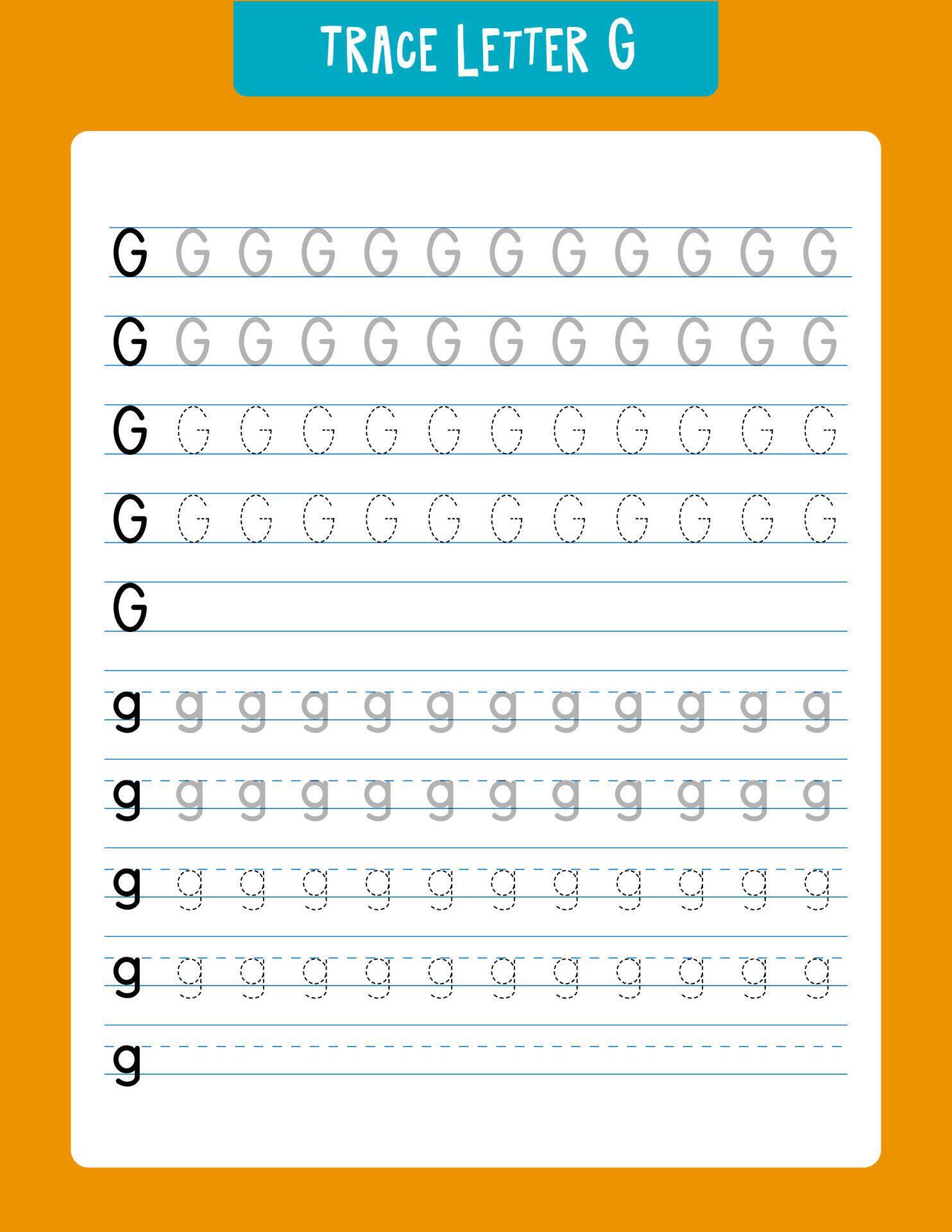 Tracing worksheet focusing on the letter g, designed for early ...