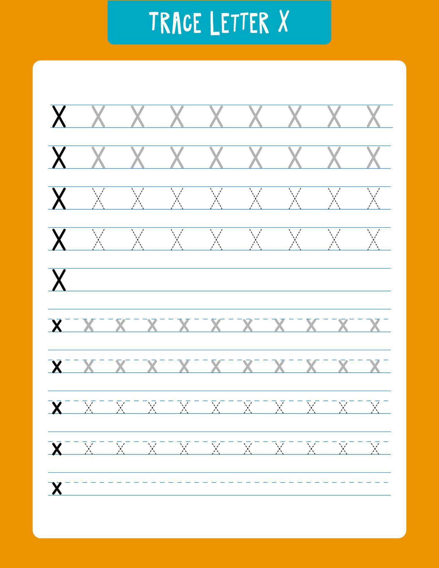 Tracing worksheet for the letter x designed to enhance children's early ...