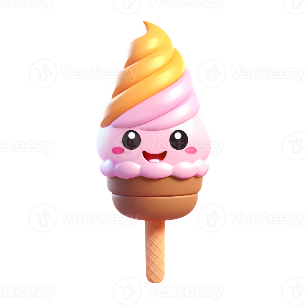 3d Rendering Ice Cream Stick Cartoon Character 46557773 Png