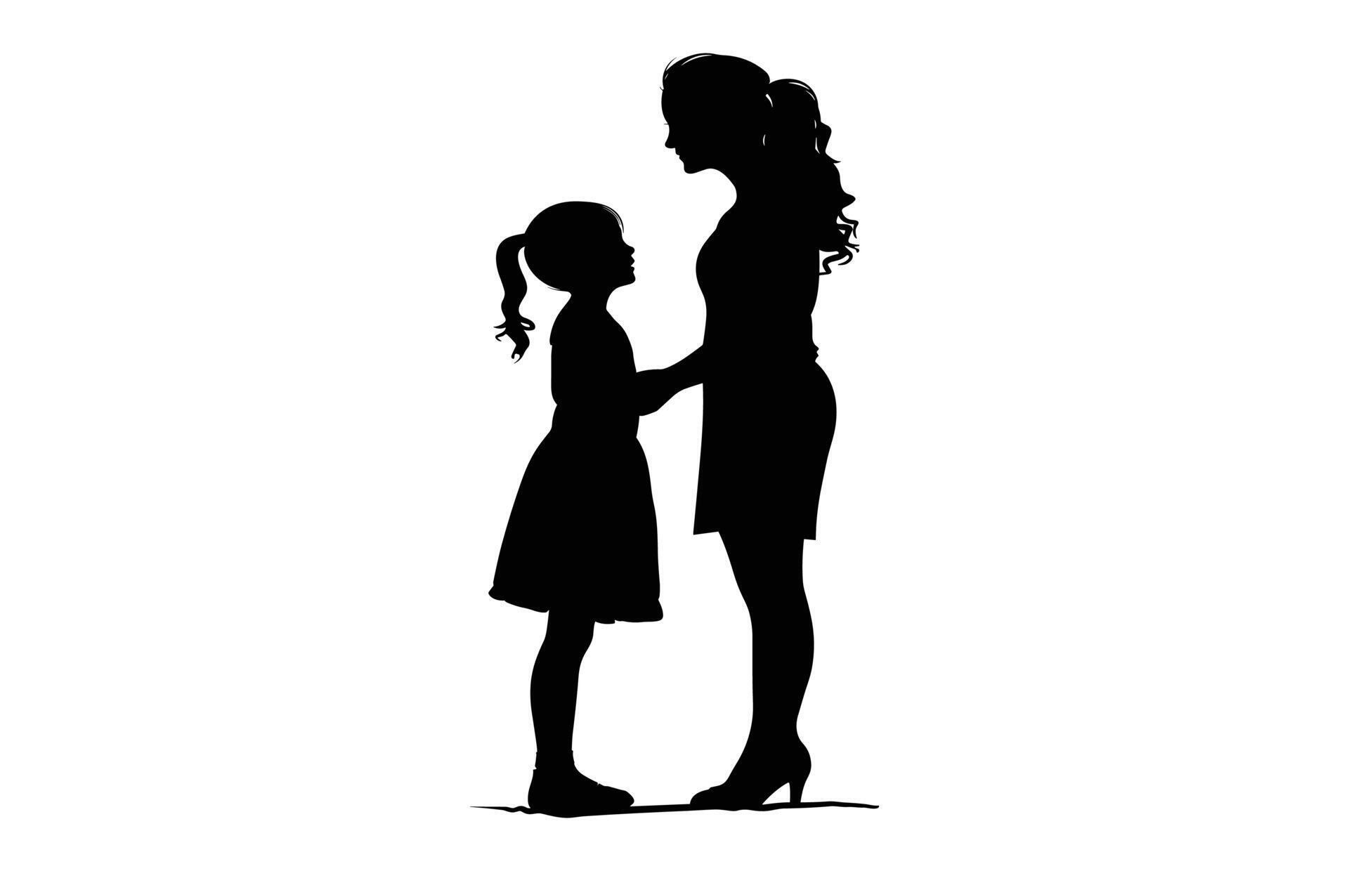 Mother And Daughter Silhouette Clip Art 46561964 Vector Art At Vecteezy