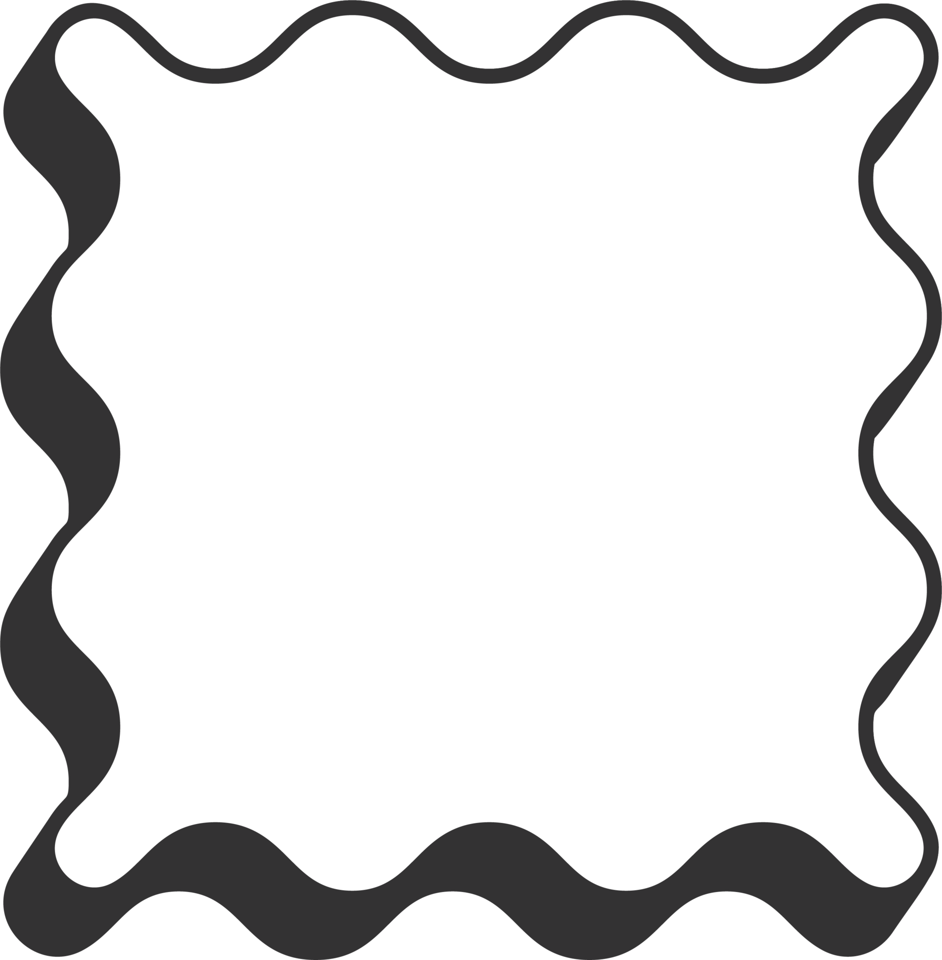 Wavy Rectangle Frame Scallop Edge Box Squiggle Wavy Border Groovy Zigzag Abstract Shape Cute