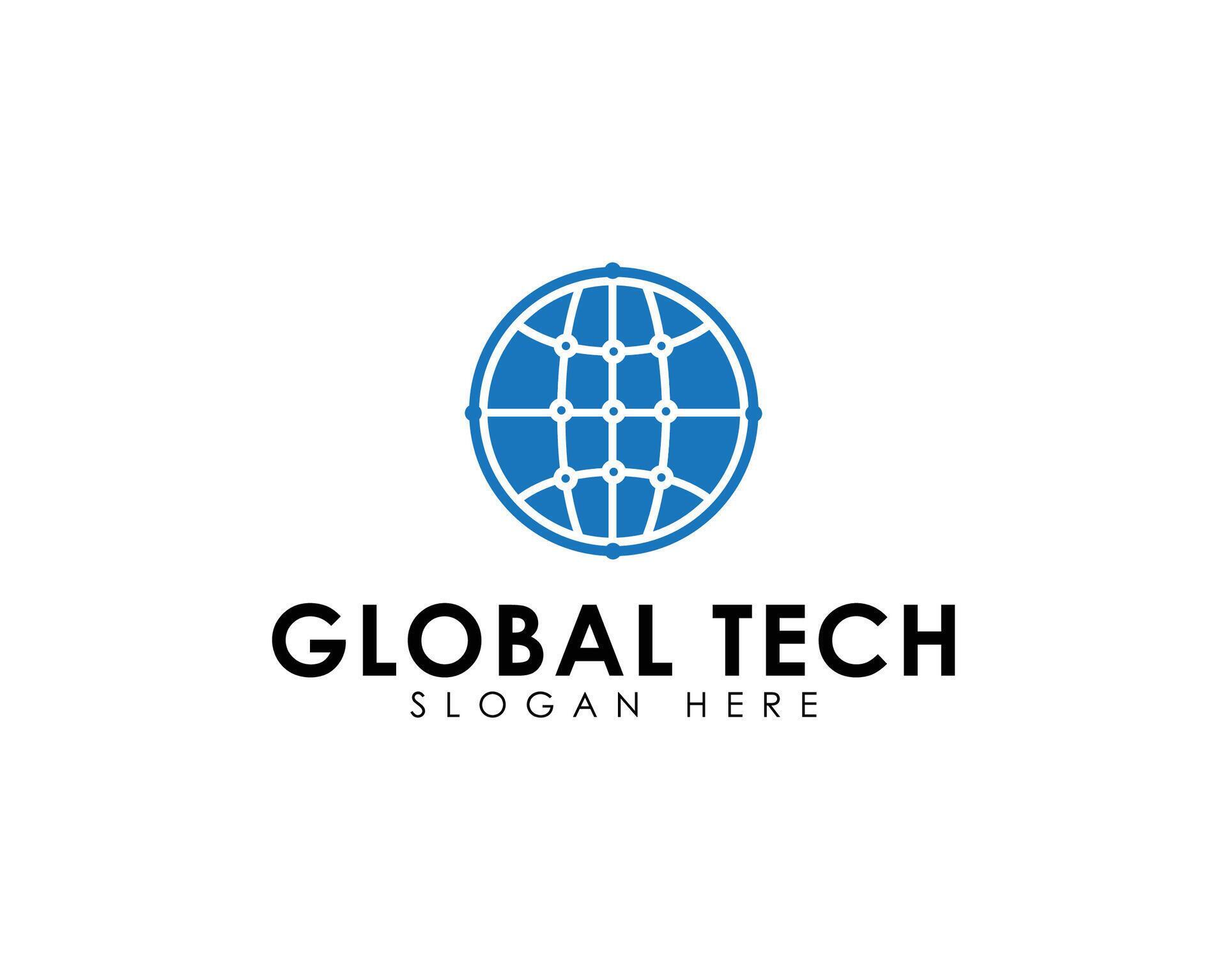 Tech globe or global tech logo with tech lines and earth globe merged ...