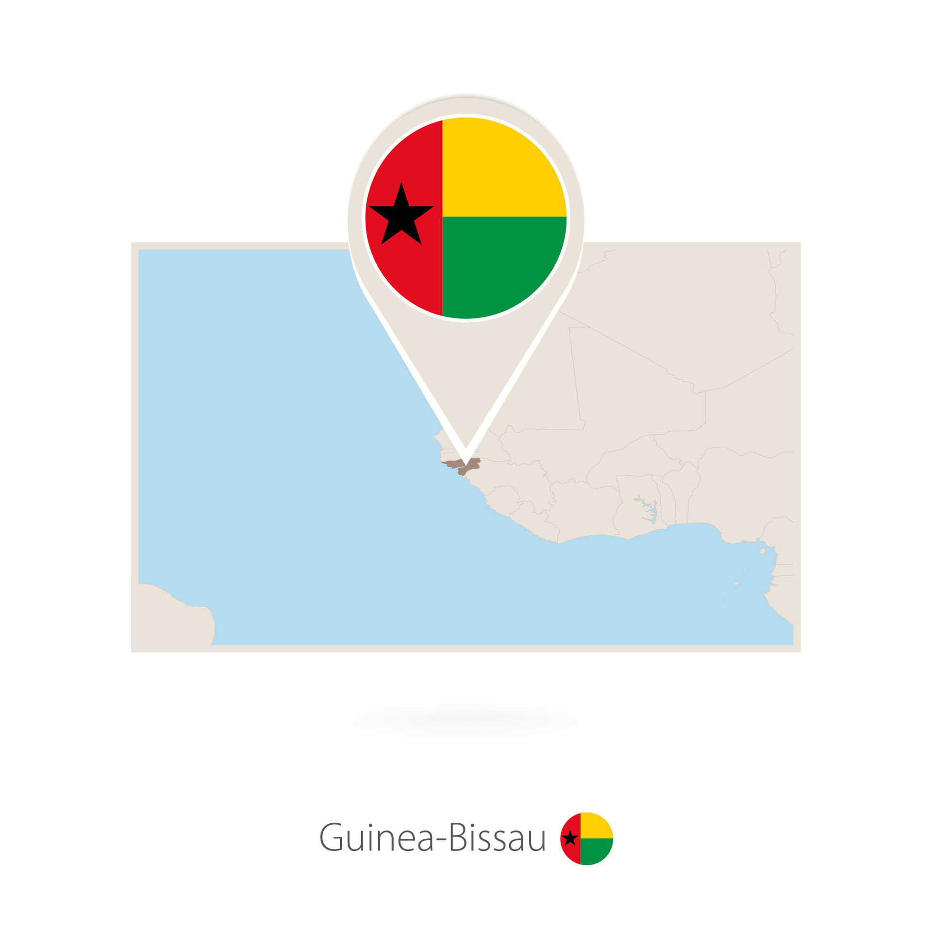 Rectangular map of Guinea-bissau with pin icon of Guinea-bissau ... Rectangular map of Guinea-bissau with pin icon of Guinea-bissau ...