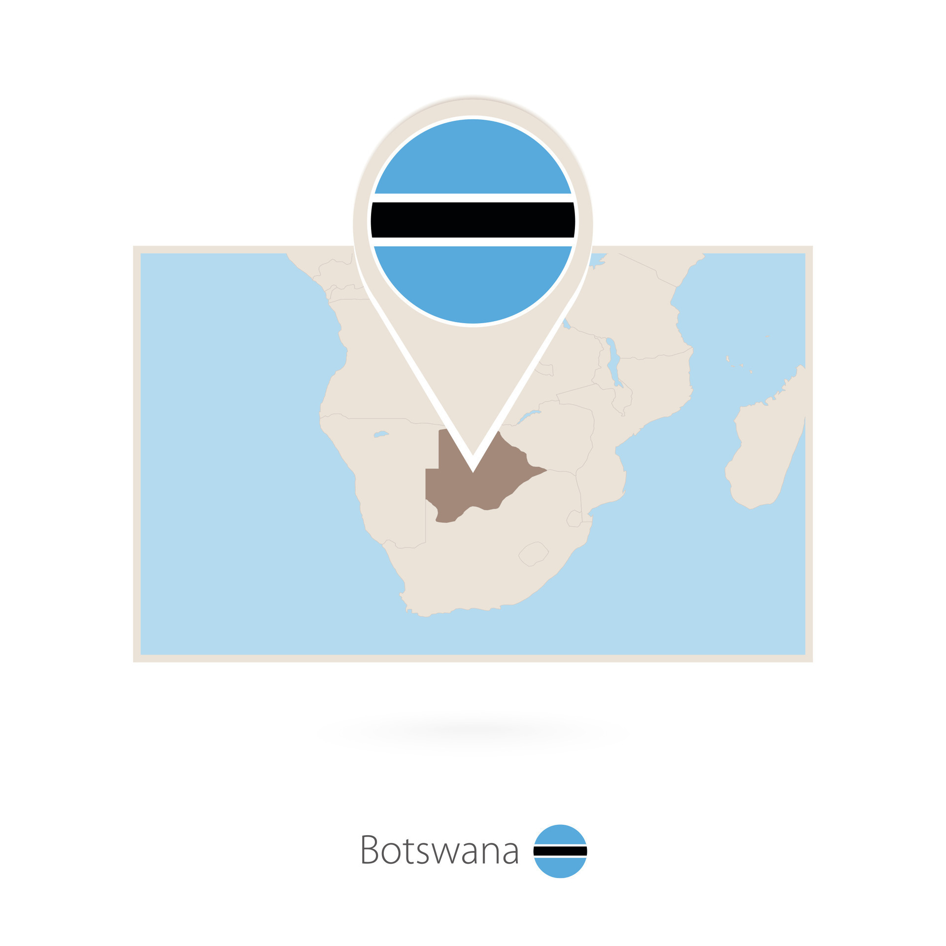 Rectangular map of Botswana with pin icon of Botswana 46573507 Vector Art at Vecteezy