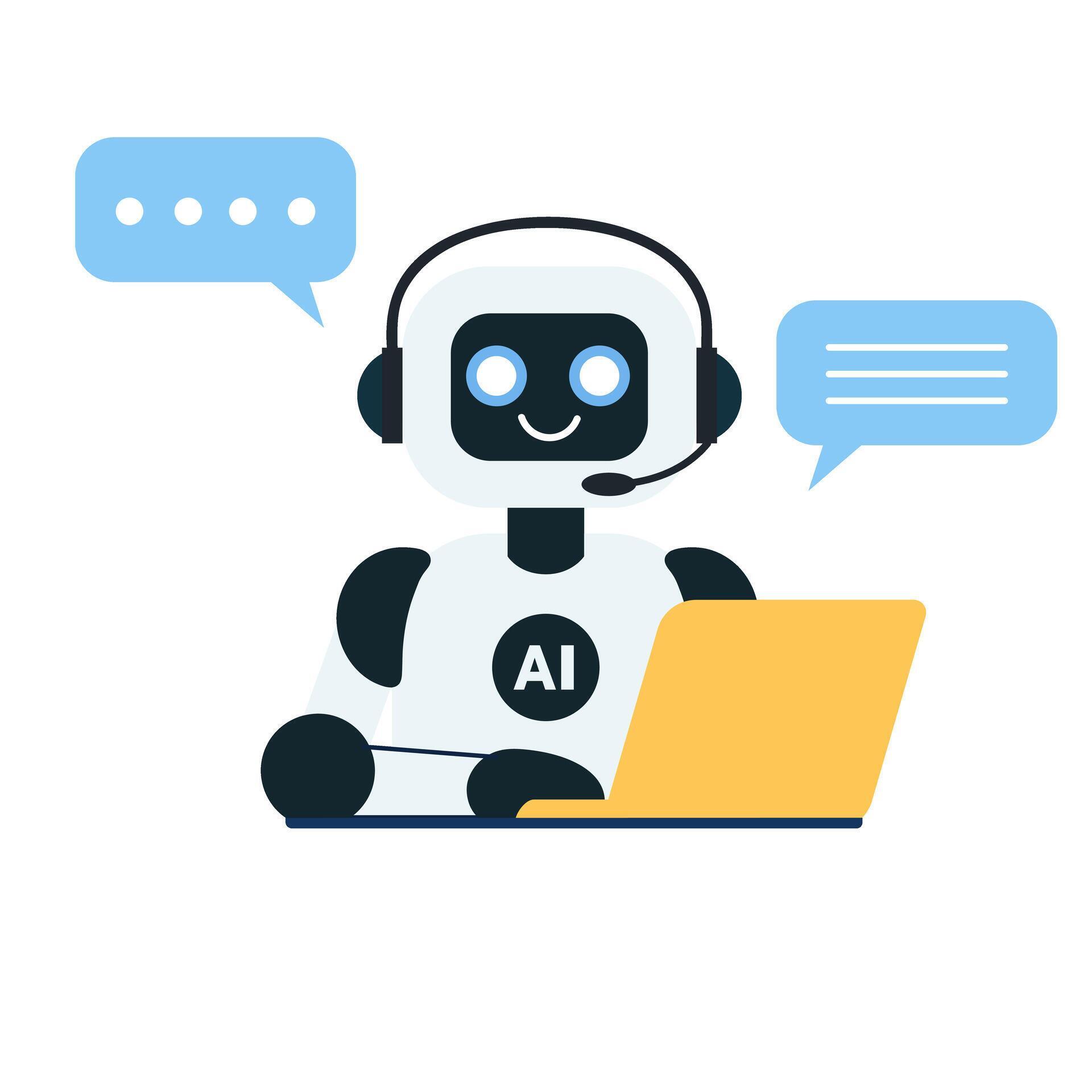 Cute chat bot robot with yellow laptop 46576293 Vector Art at Vecteezy Cute chat bot robot with yellow laptop 46576293 Vector Art at Vecteezy