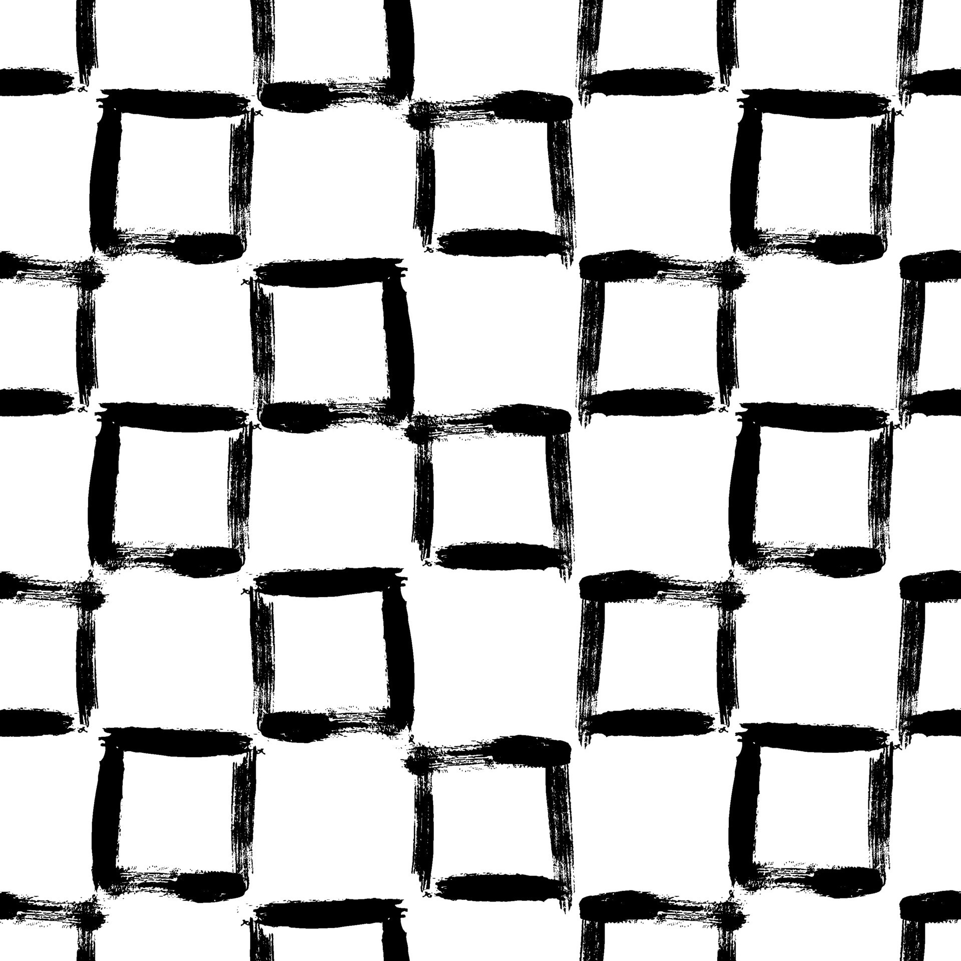 Hand Drawn Ink Squares Seamless Pattern Trendy Monochrome Doodles And Brush Marks Simple