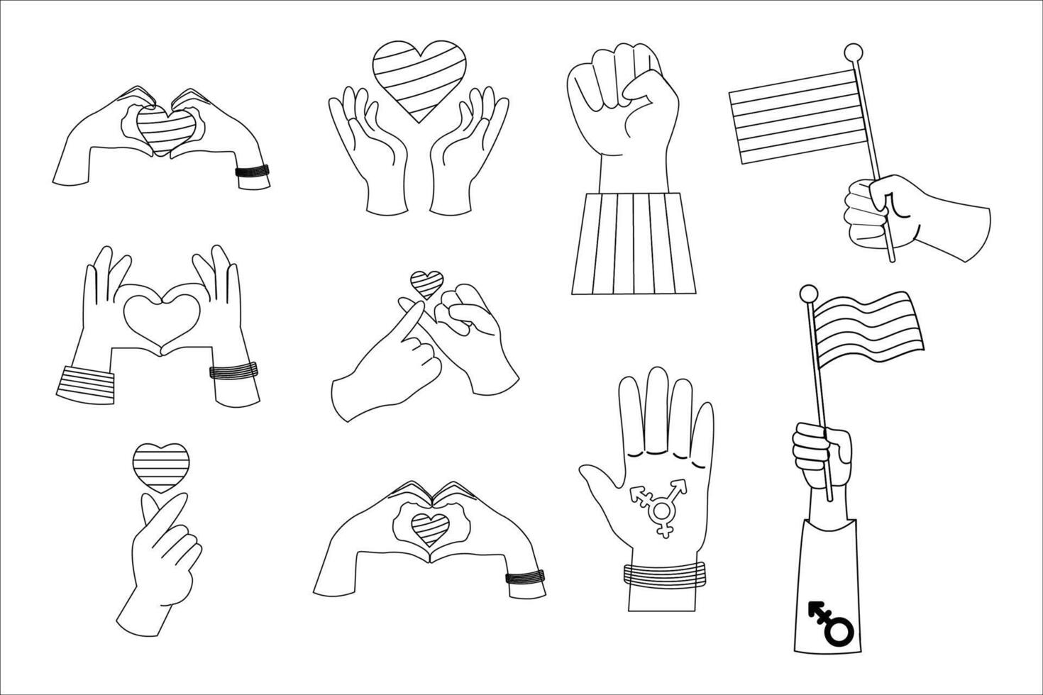 LGBT hands with heart and flag outline 46579108 Vector Art at Vecteezy