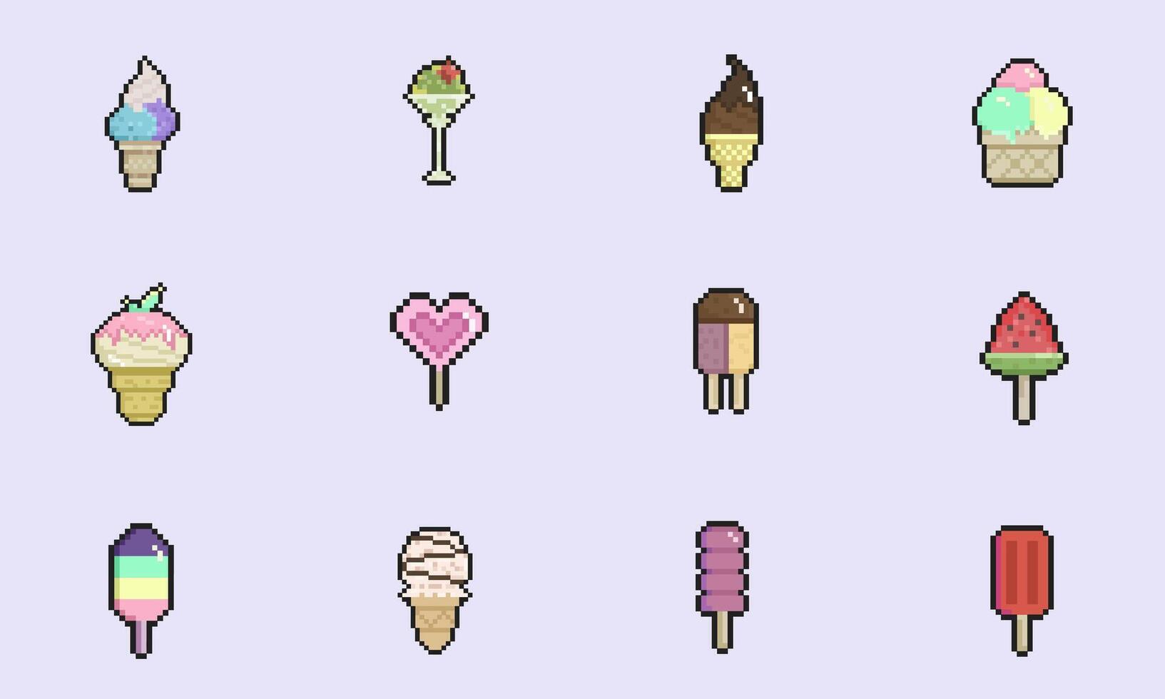 ice cream collection pixel art for dynamic digital projects and designs ...