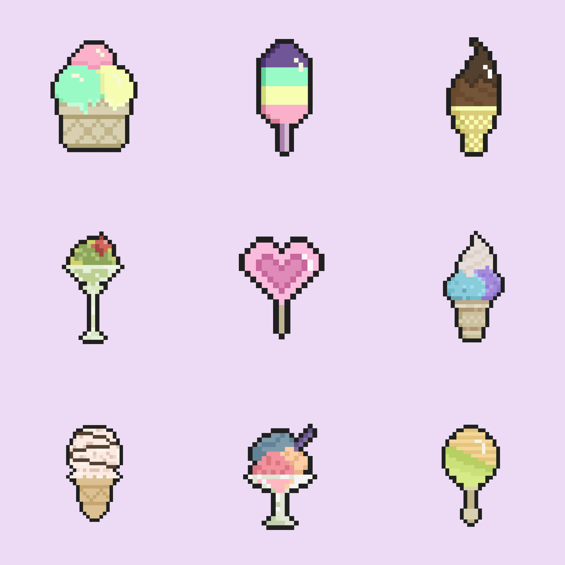 ice cream collection pixel art for dynamic digital projects and designs ...
