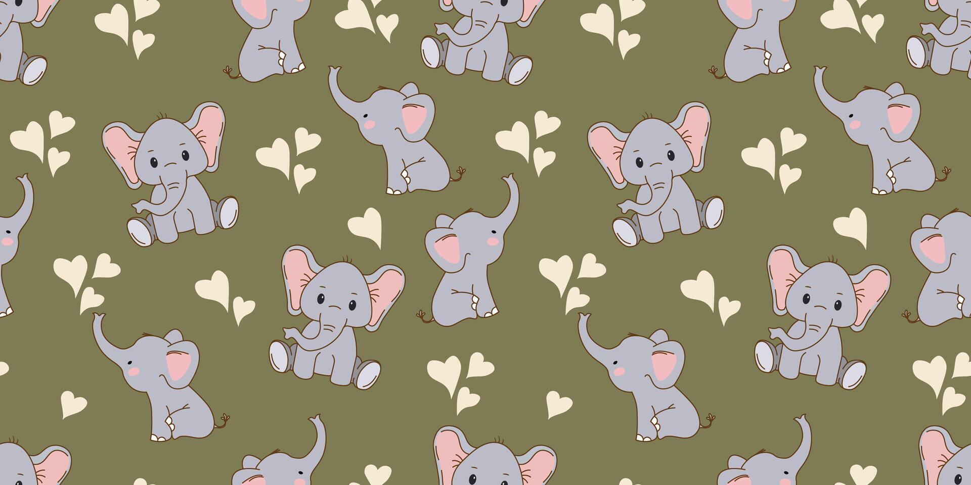 Elephant with different poses on seamless pattern. It's a cute elephant ...