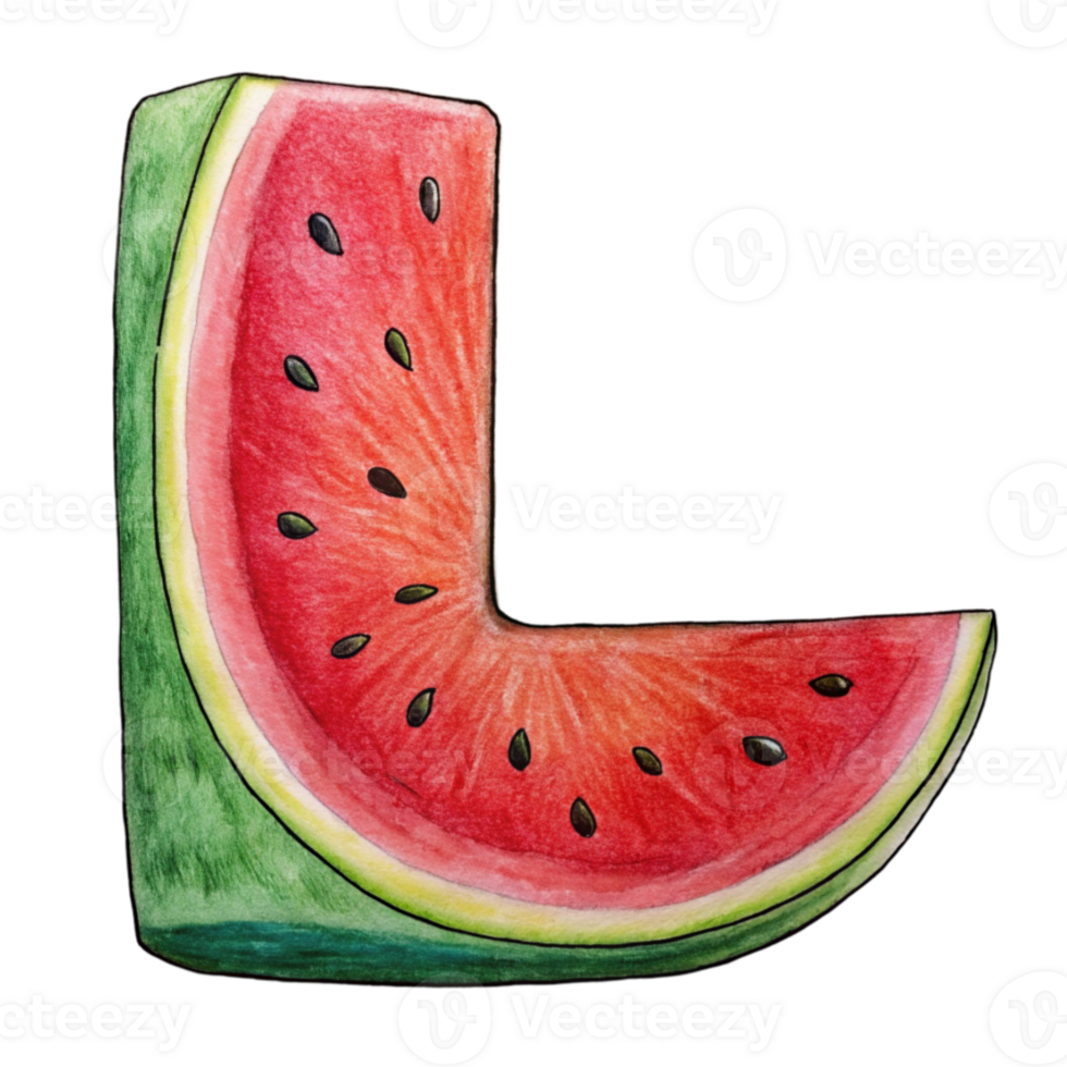 Gráficos Letra L Sandía Verde Rojo Con Semillas 46585101 Png