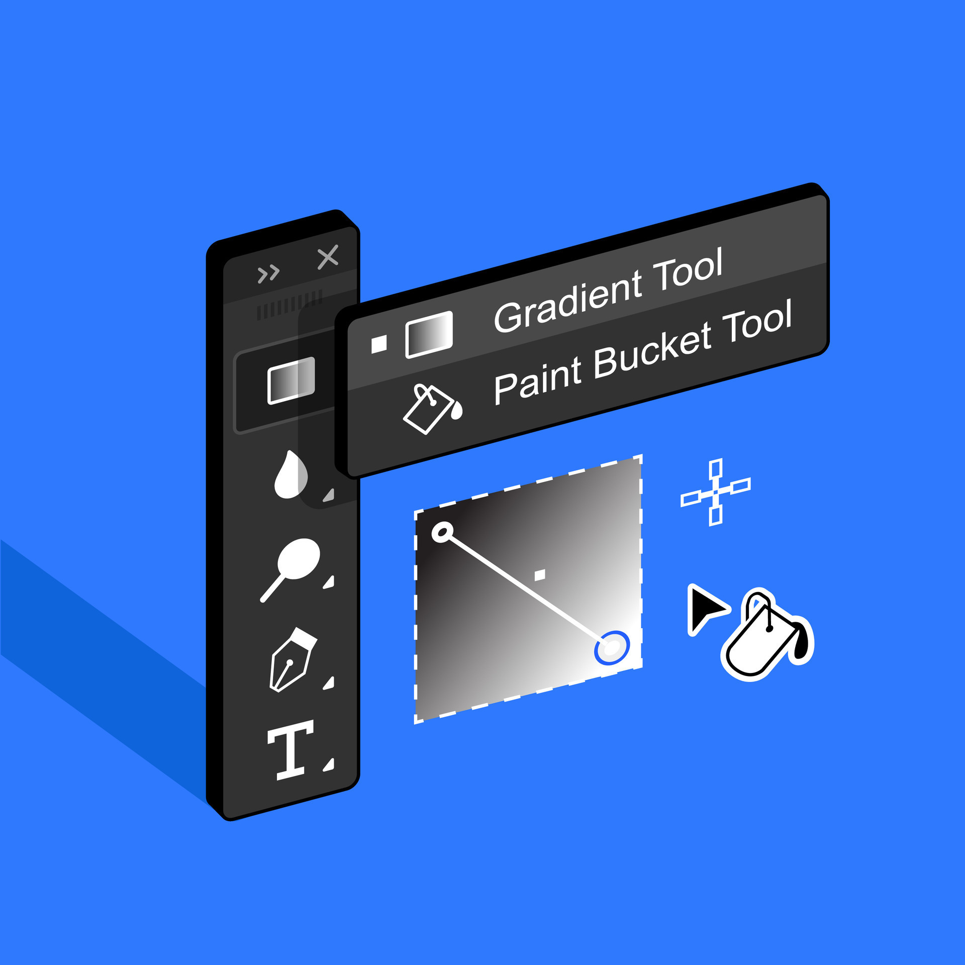 Gradient Tool. Paint Bucket Tool. Isometric illustration 46585301 Vector Art at Vecteezy