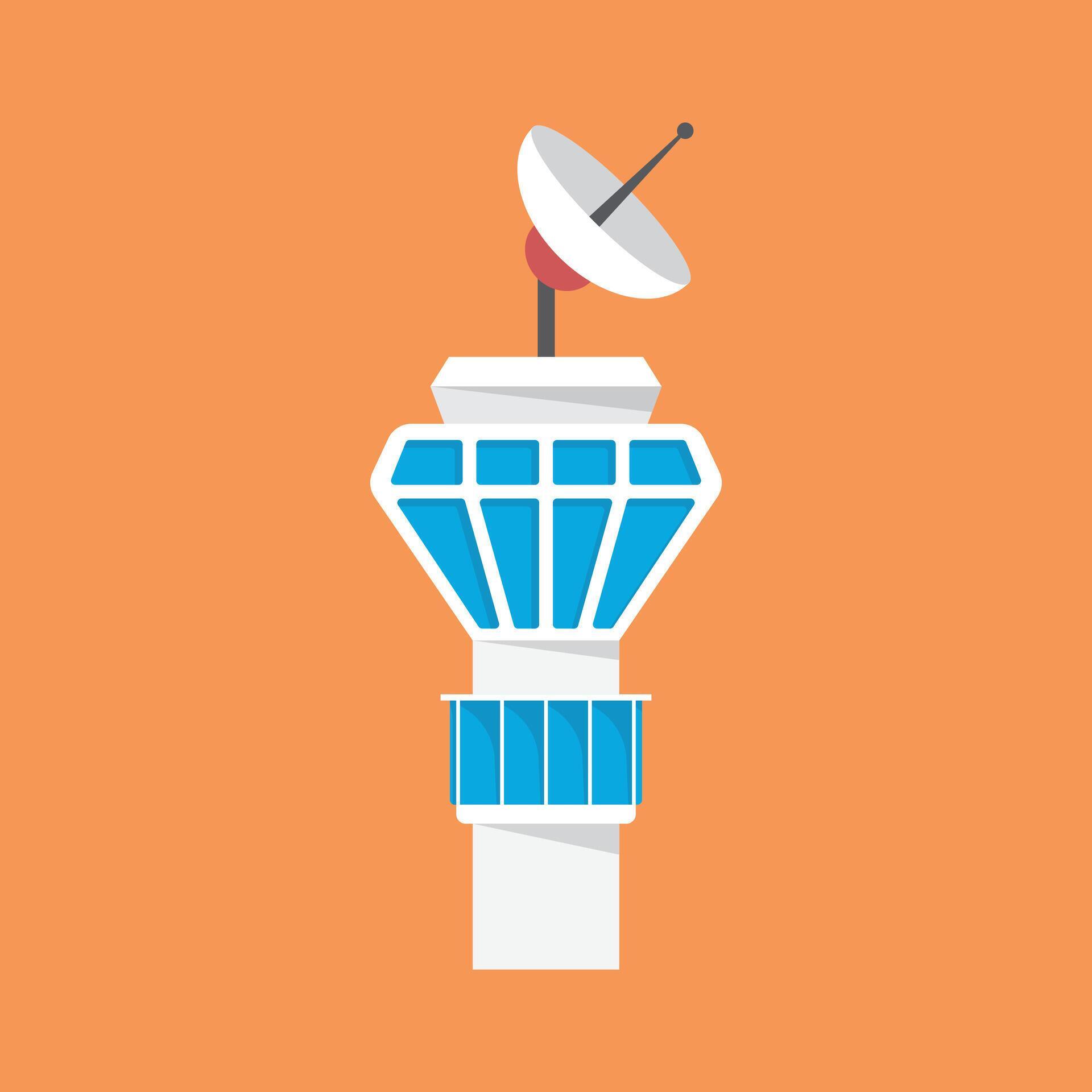 Flight Control Tower Icon In Flat Style Navigation Monitor