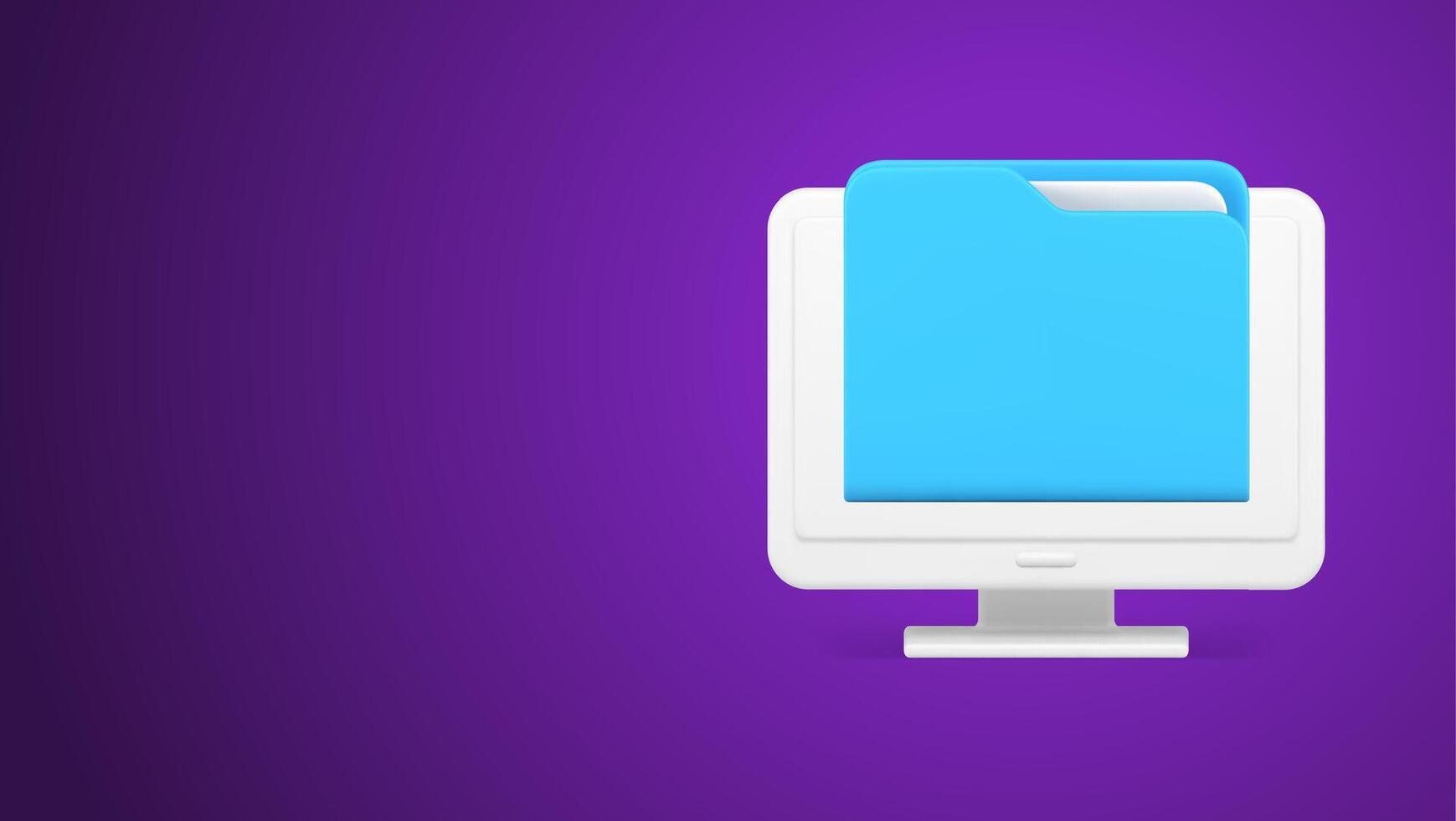 Cyberspace document file folder storage database archive management computer monitor 3d icon ...