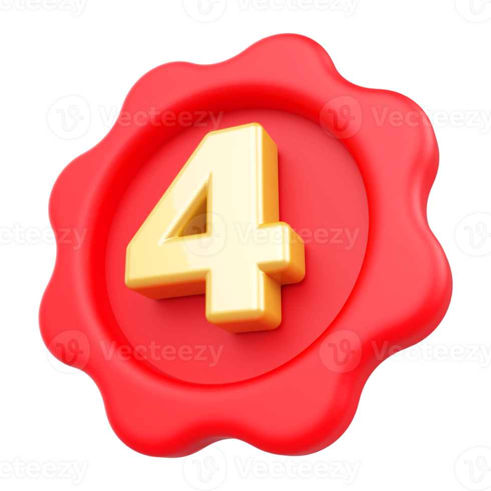 3d Number 4 46596572 Png