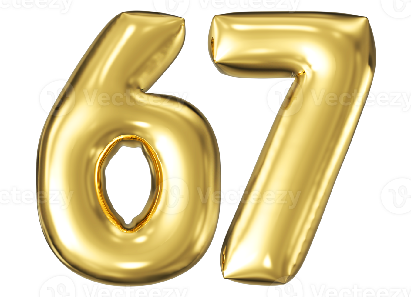 Gold Bubble Number 67 46597741 PNG