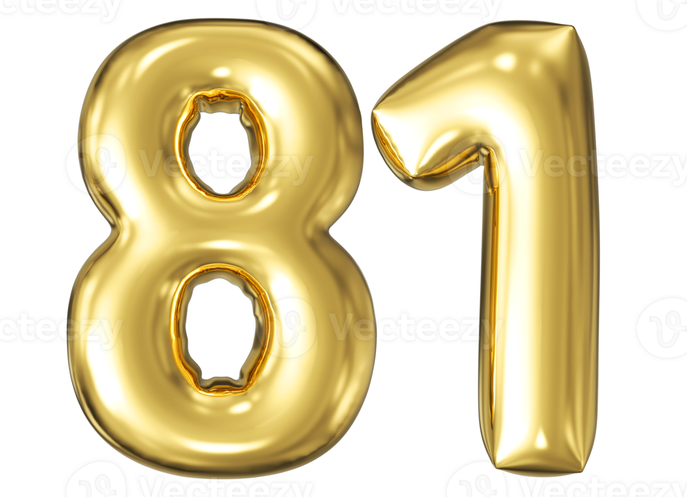 Gold Bubble Number 81 46597946 PNG