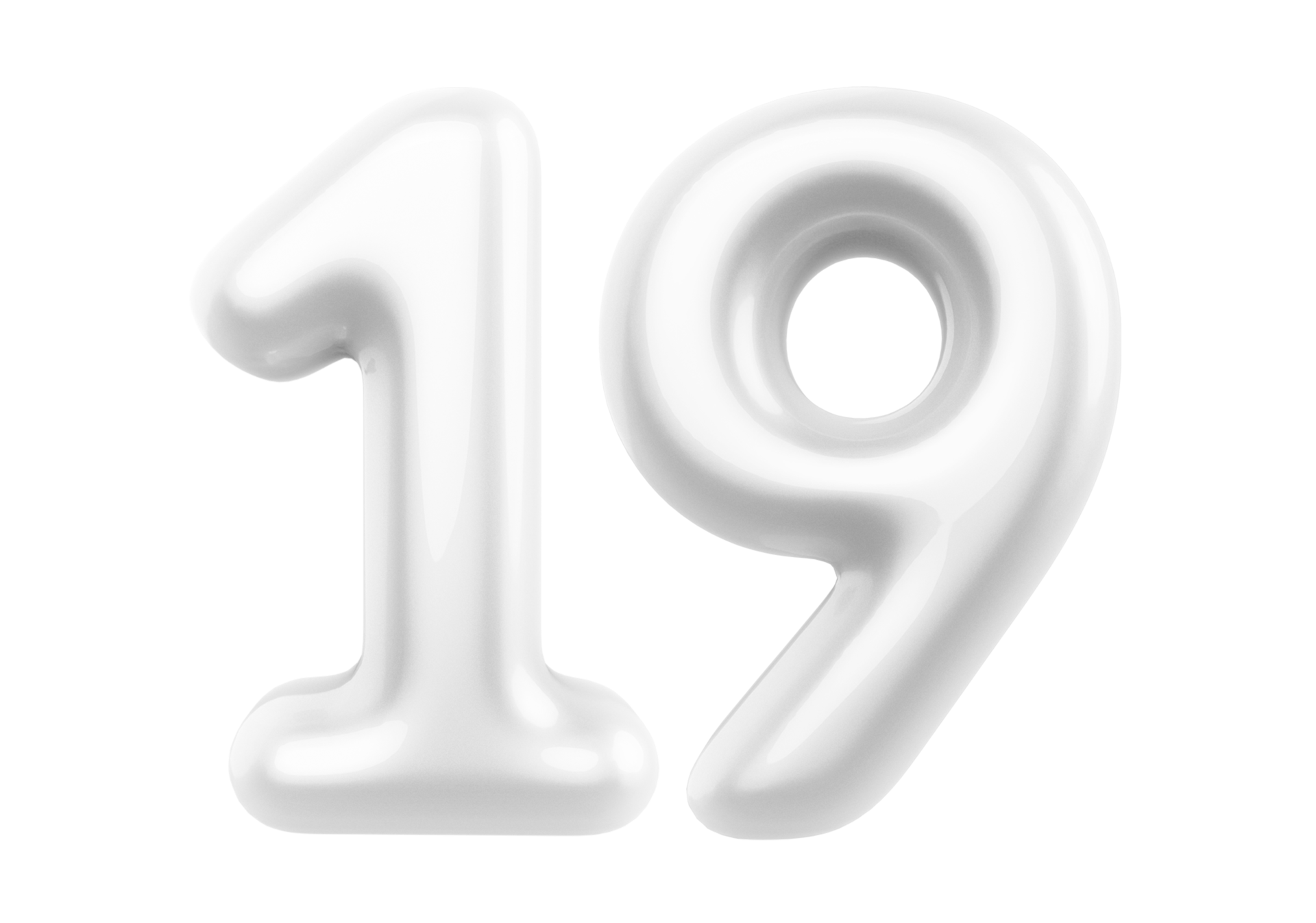 Silver 3D Number 19 46598940 PNG