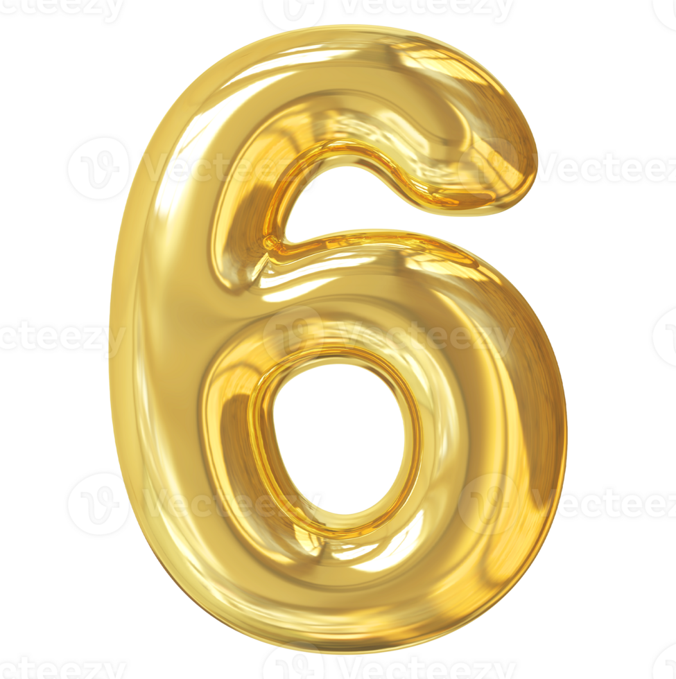 ouro 3d número 6 46599233 PNG