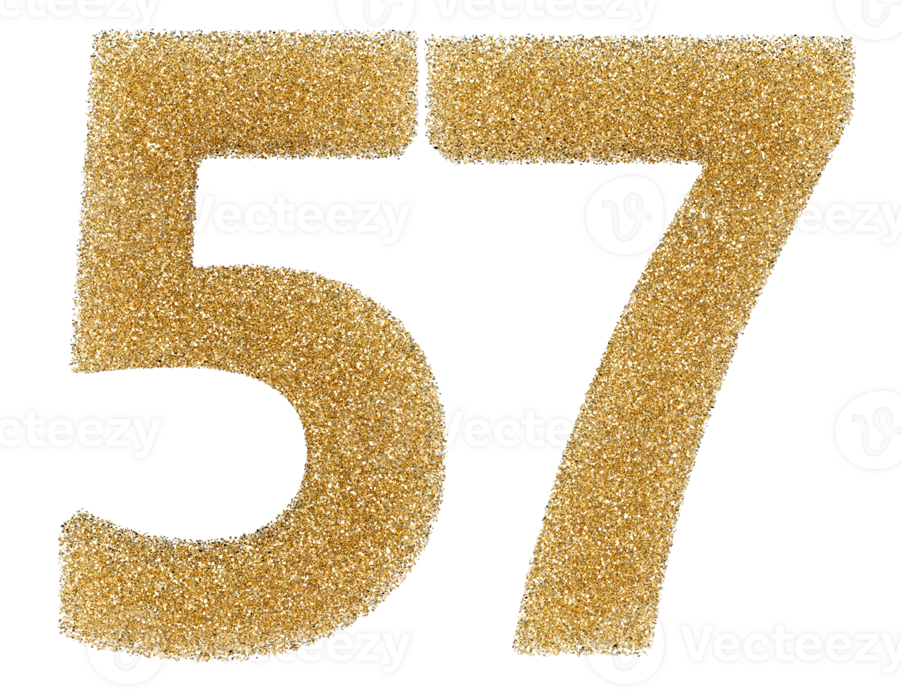 Number 57 golden glitter 46599274 PNG