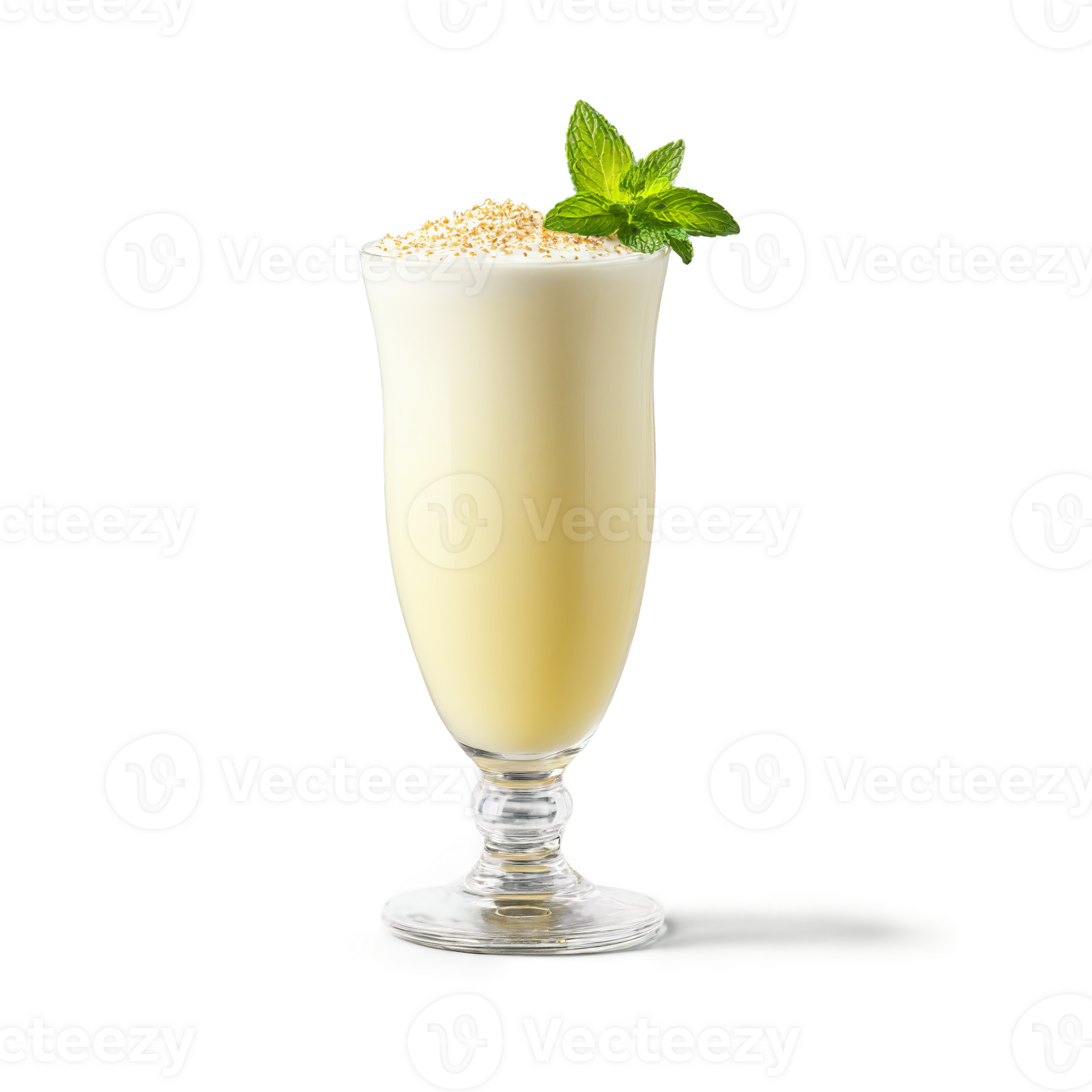 Lassi Glass Short And Filled With Pale Yellow Yogurt Drink One Empty And One Garnished 46600926 Png