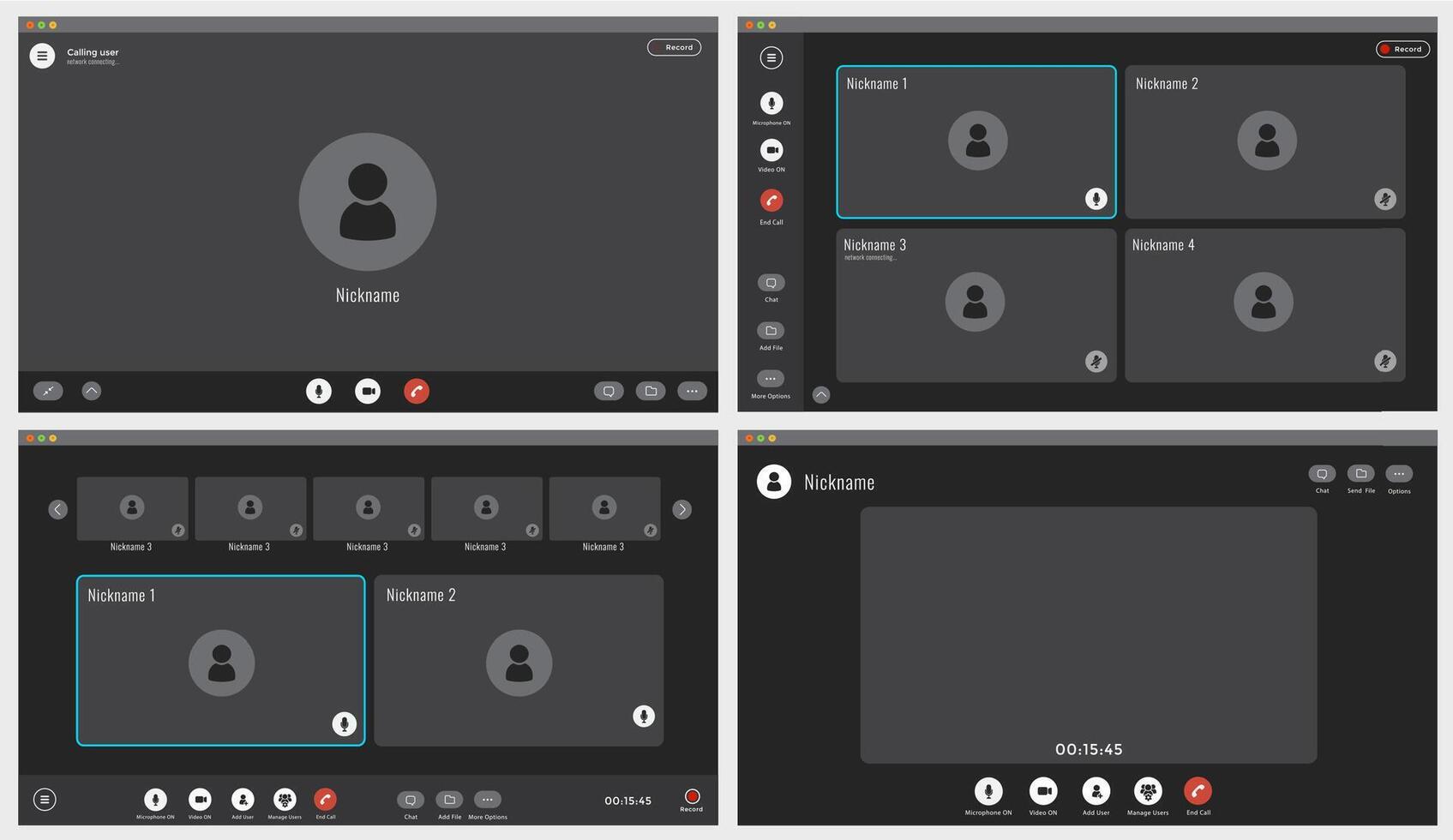 Videocall interface, call screen UI icons 46602527 Vector Art at Vecteezy Videocall interface, call screen UI icons 46602527 Vector Art at Vecteezy