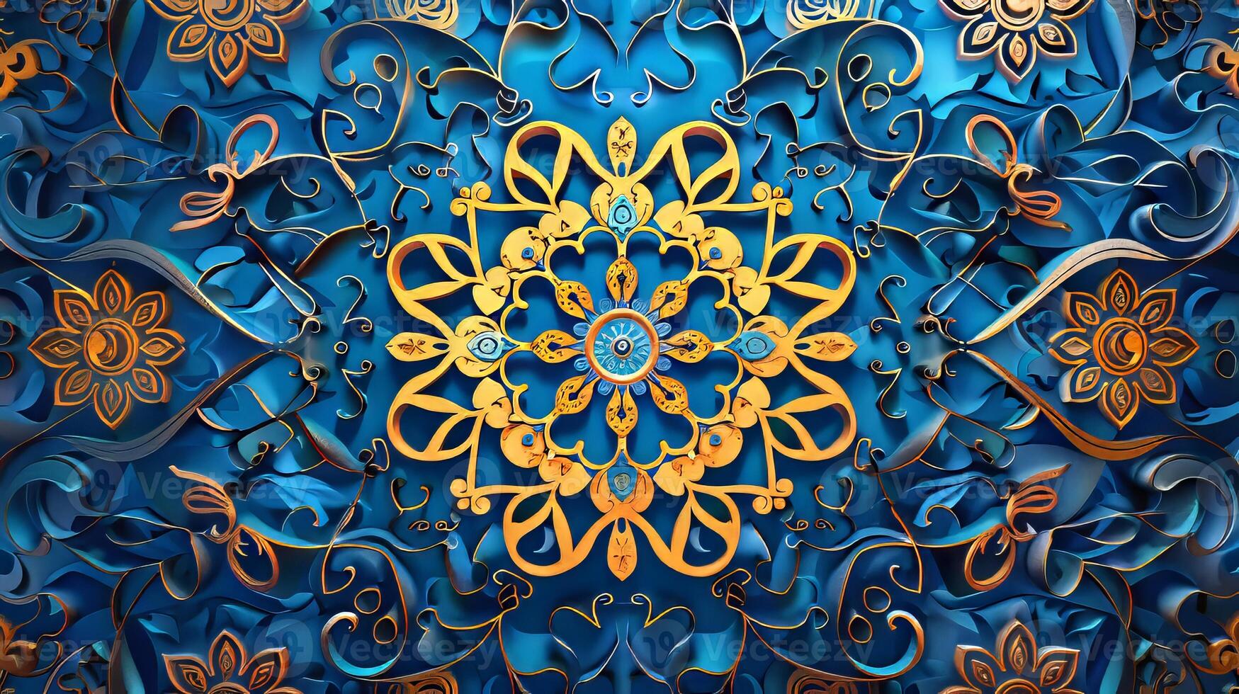 Abstract Islamic art background with swirling arabesque patterns and ...