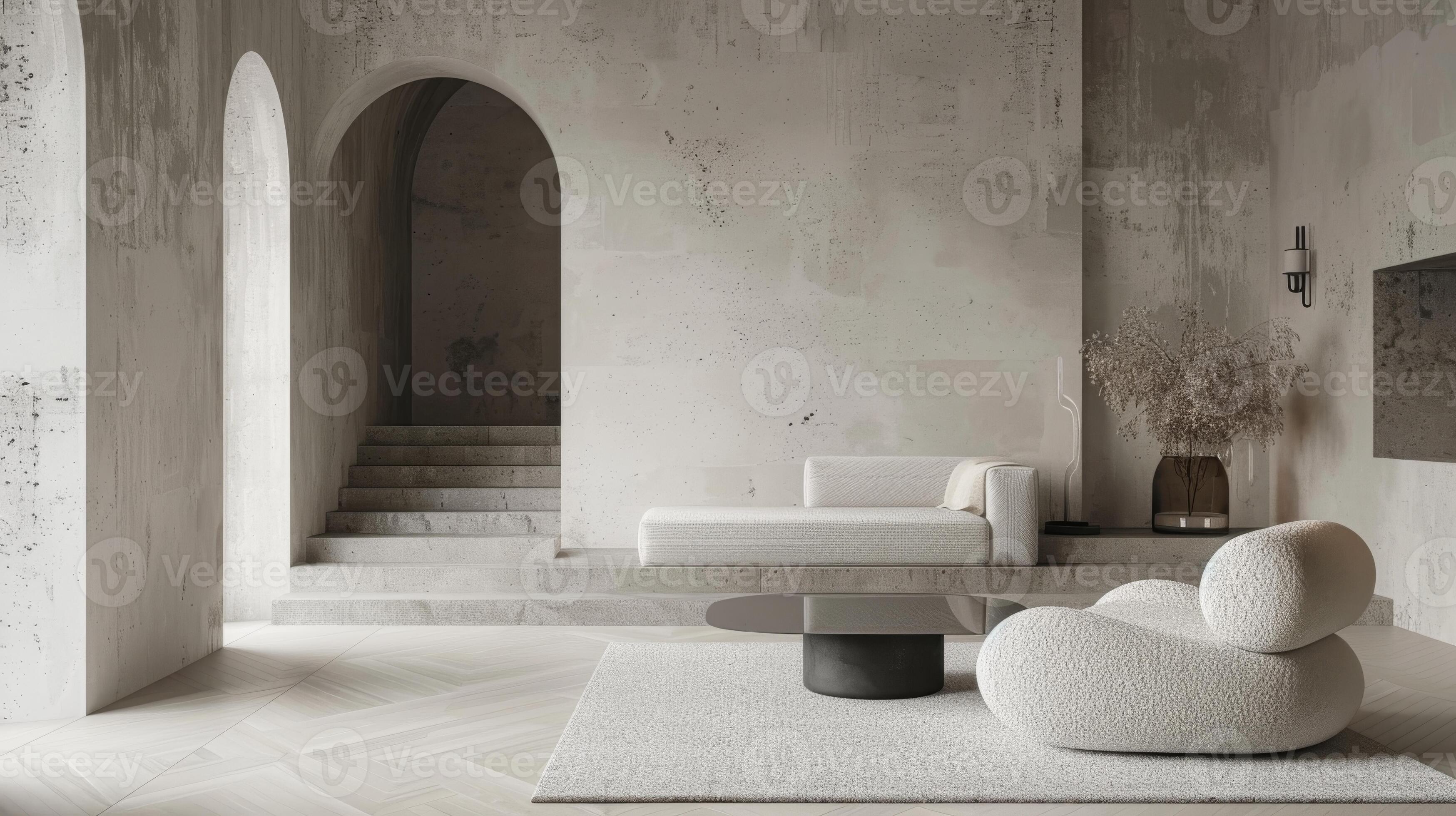 Interior decor featuring minimalist textures and materials for a modern ...