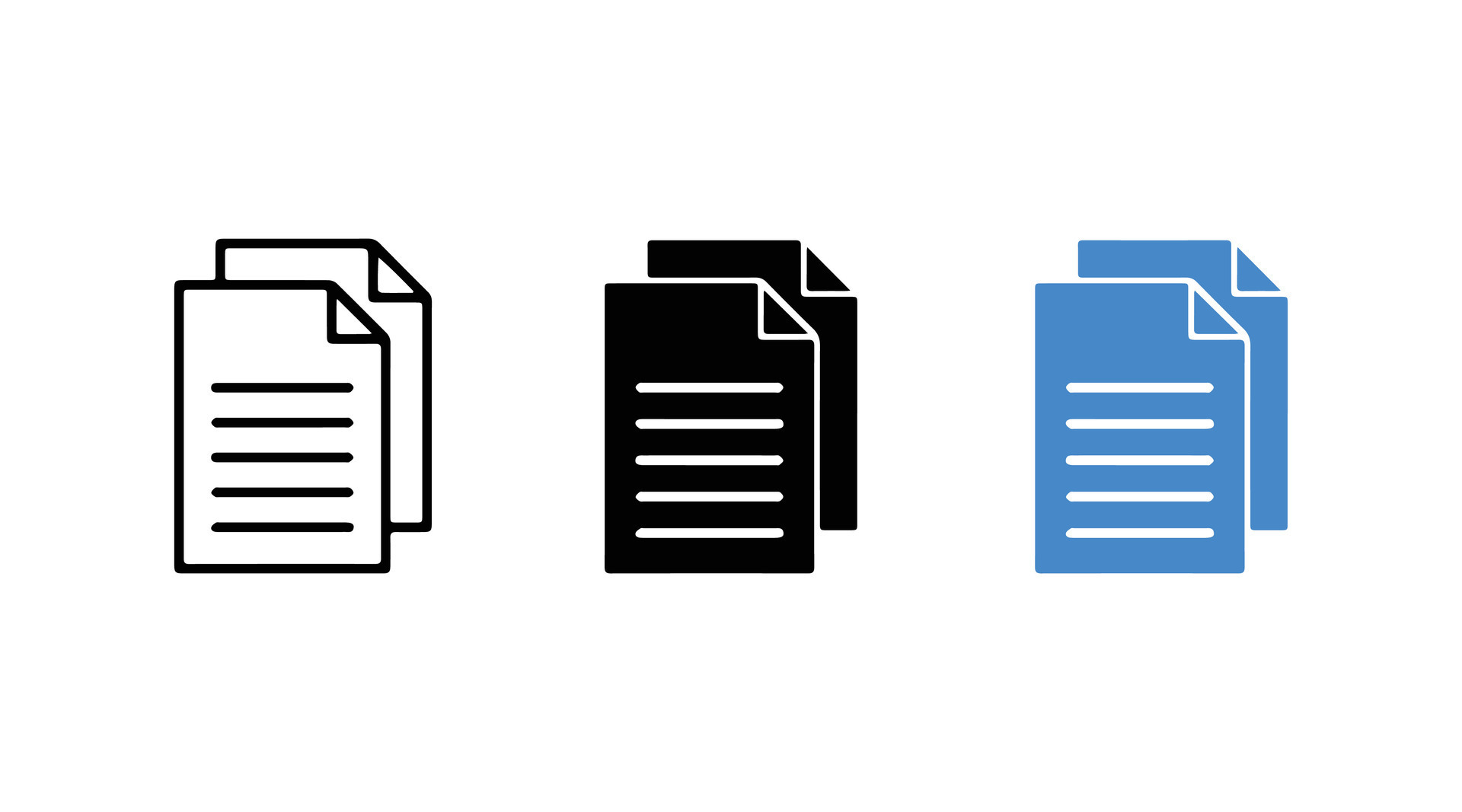 Document icon set . Paper sign and symbol. File Icon. Black Silhouette ...