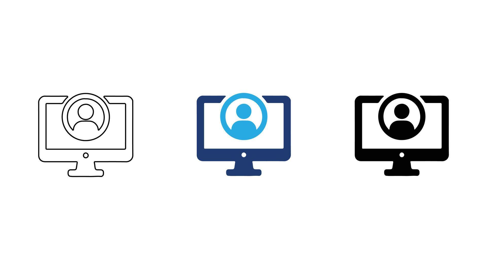 User admin computer on computer icon set. Administrator system symbol ...
