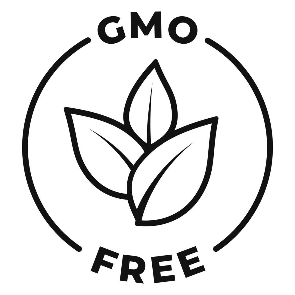 GMO free icon. Non GMO label. Ecological illustration for organic product packaging isolated ...