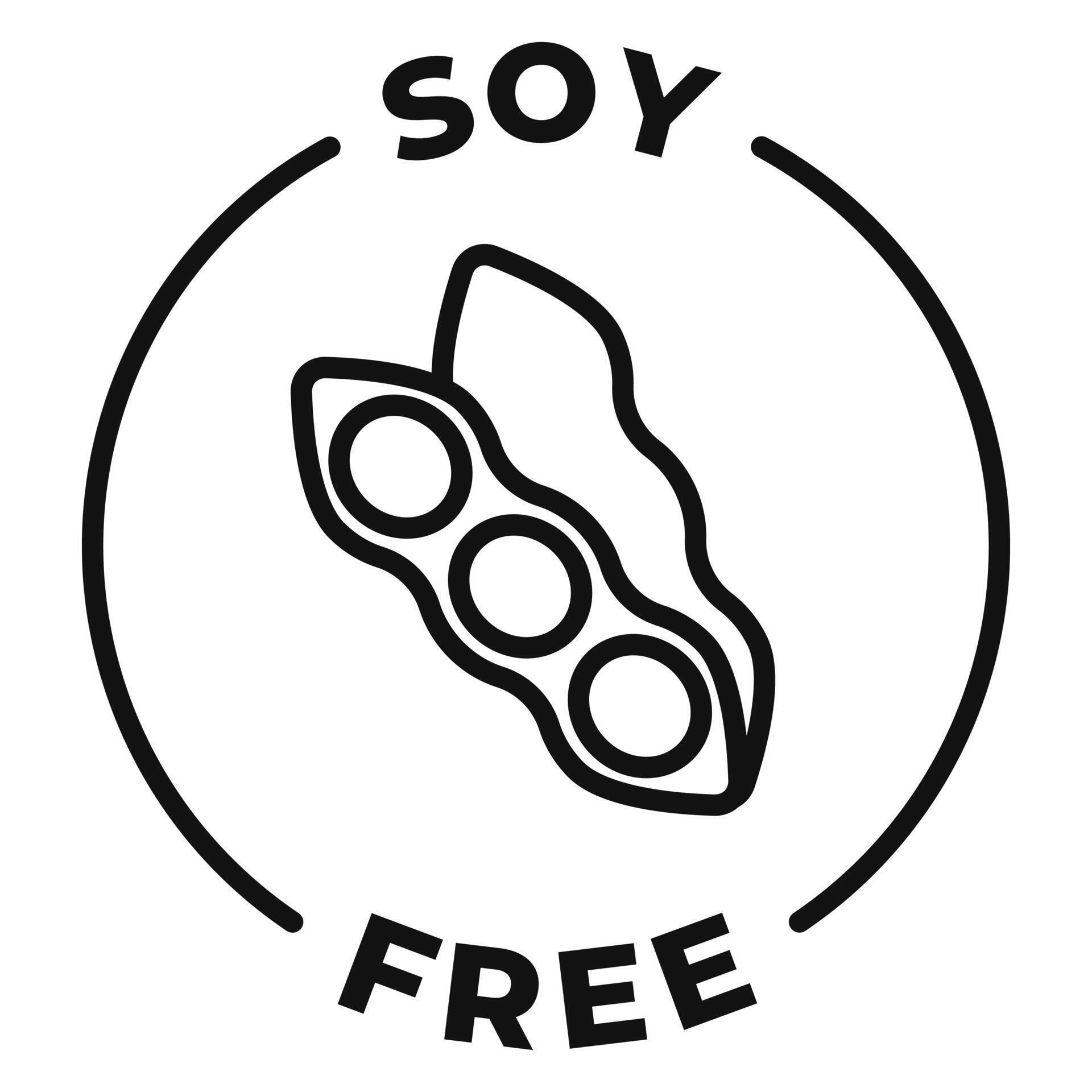 Soy free icon. Soy beans free label. No allergen illustration for product packaging logo, sign ...