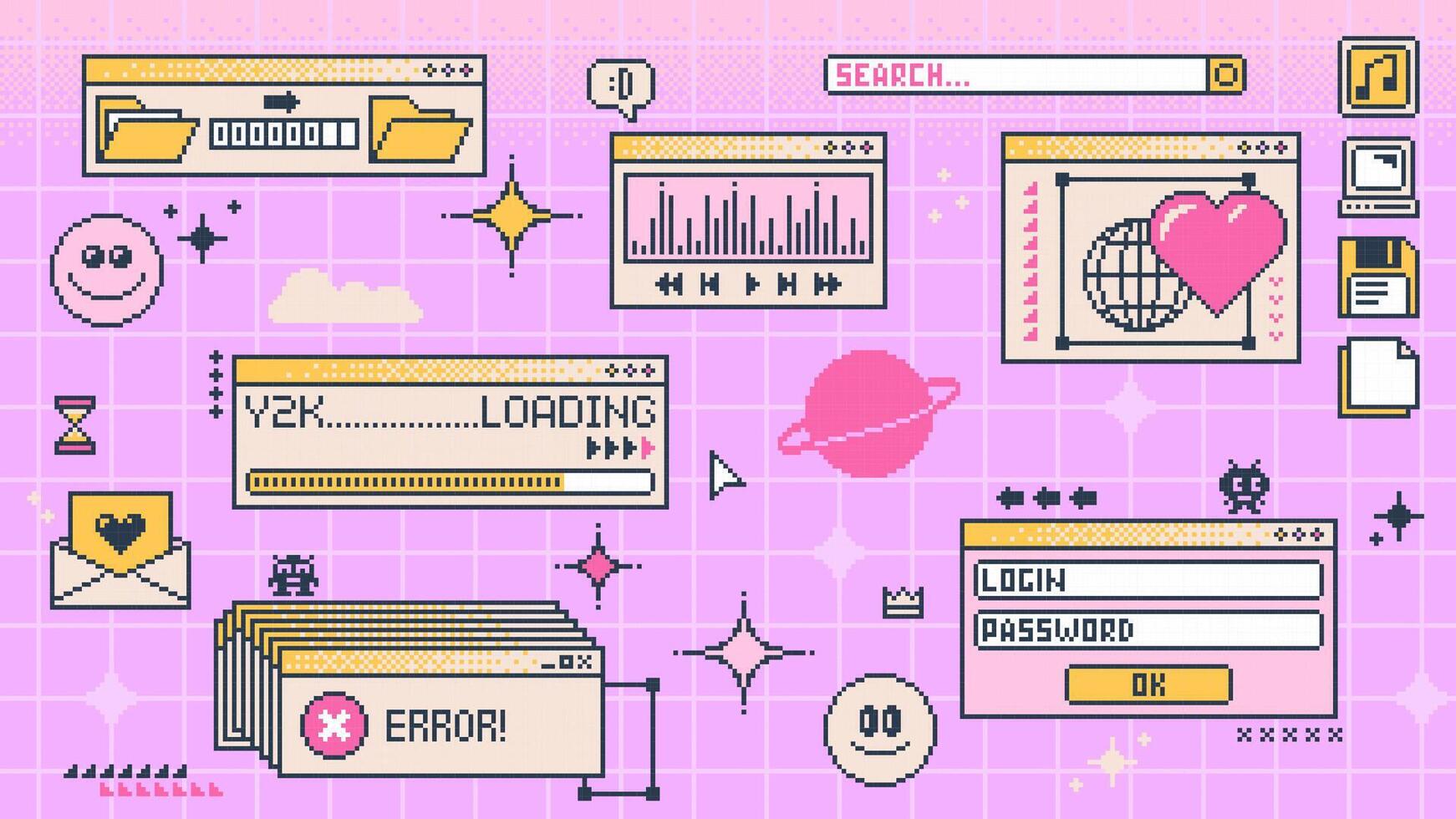 Retro Y2K computer window page interface screen 46631345 Vector Art at ...