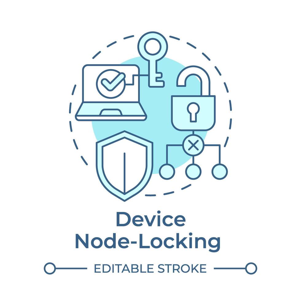 Device node-locking soft blue concept icon. Software tracking. Access ...
