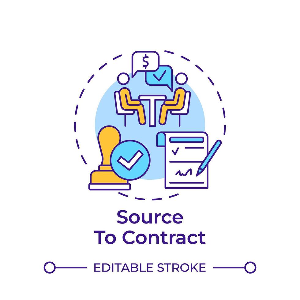 Source to contract multi color concept icon. Business process ...