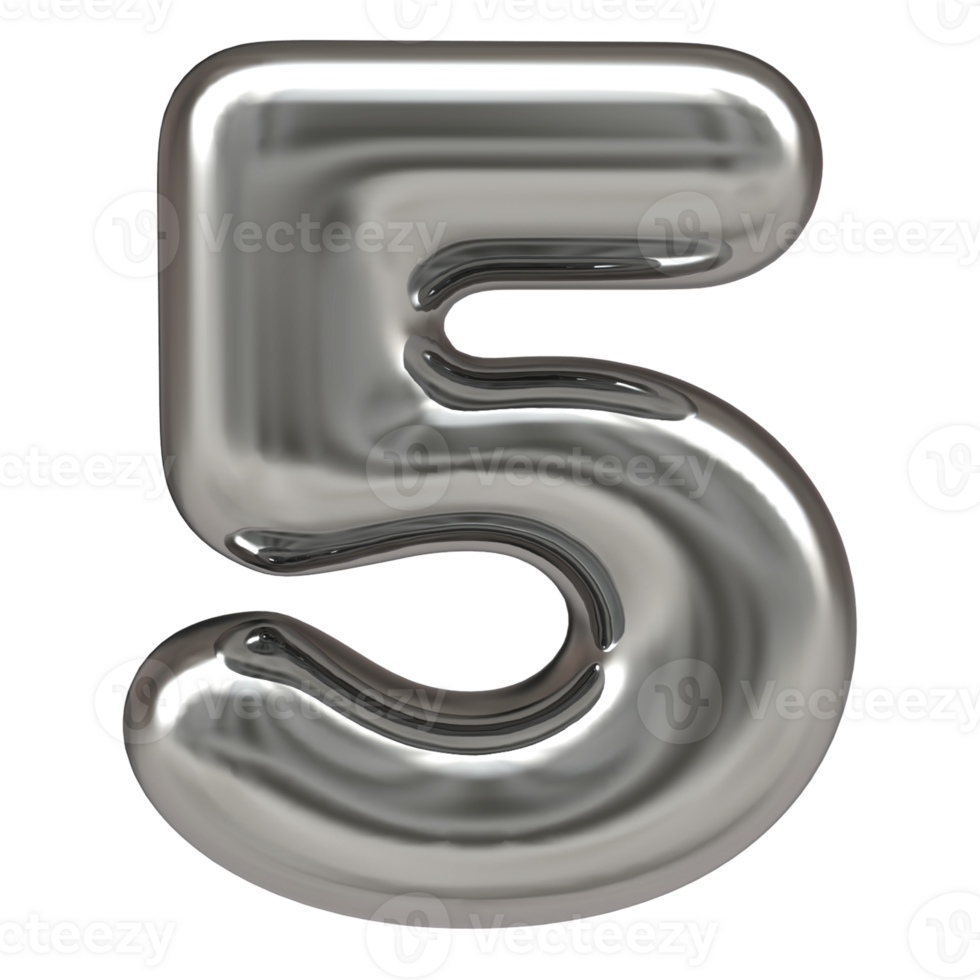 Silver 3d Number 5 46643043 Png