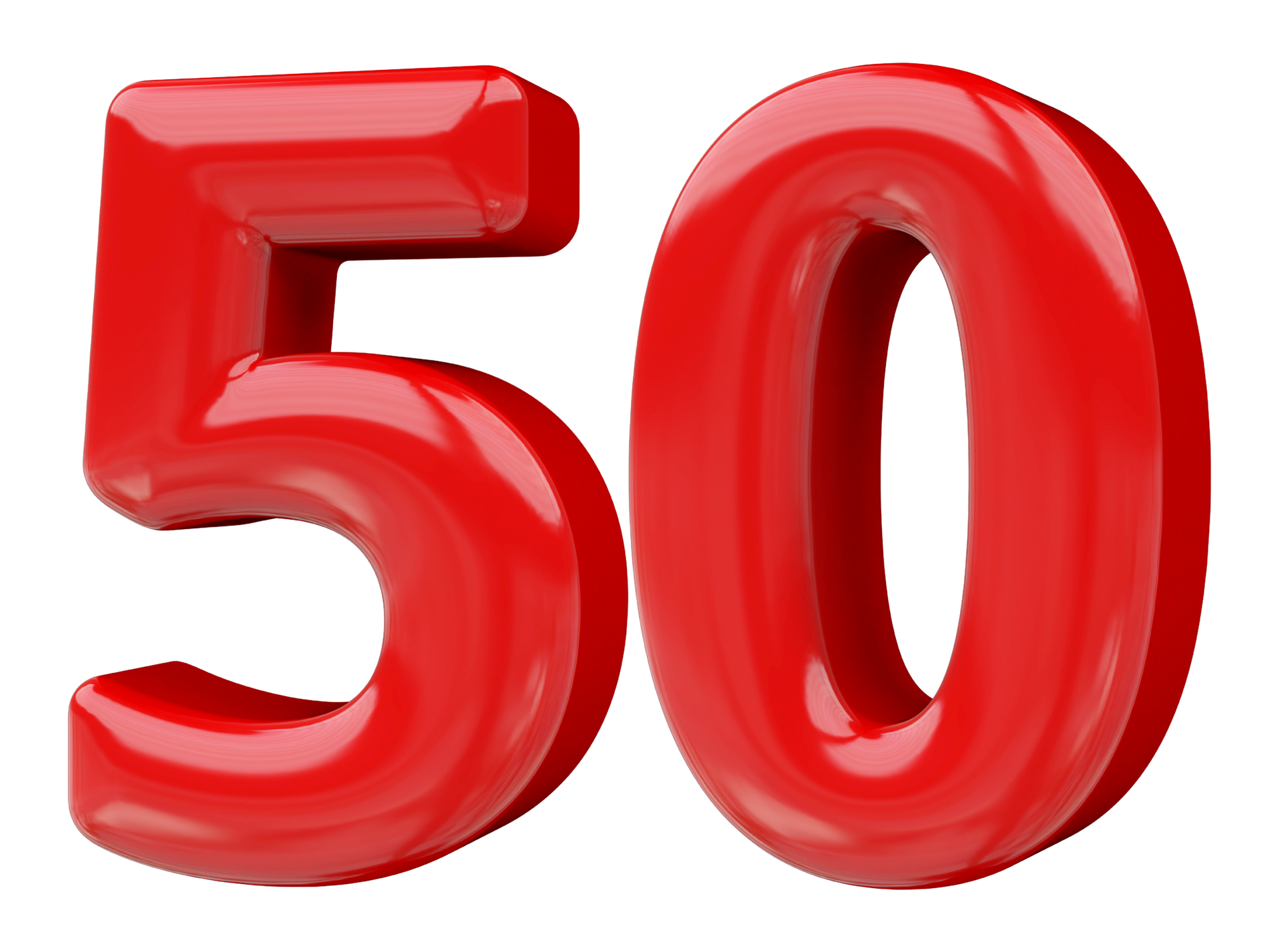 Red 3D Number 50 46645569 PNG