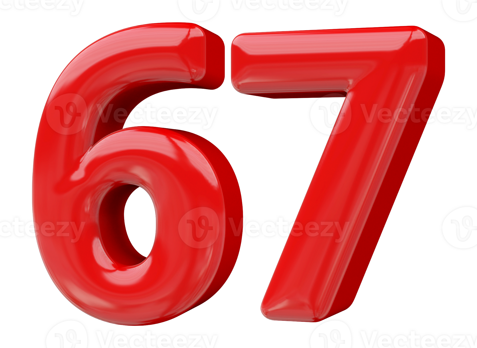 Red 3D Number 67 46645579 PNG