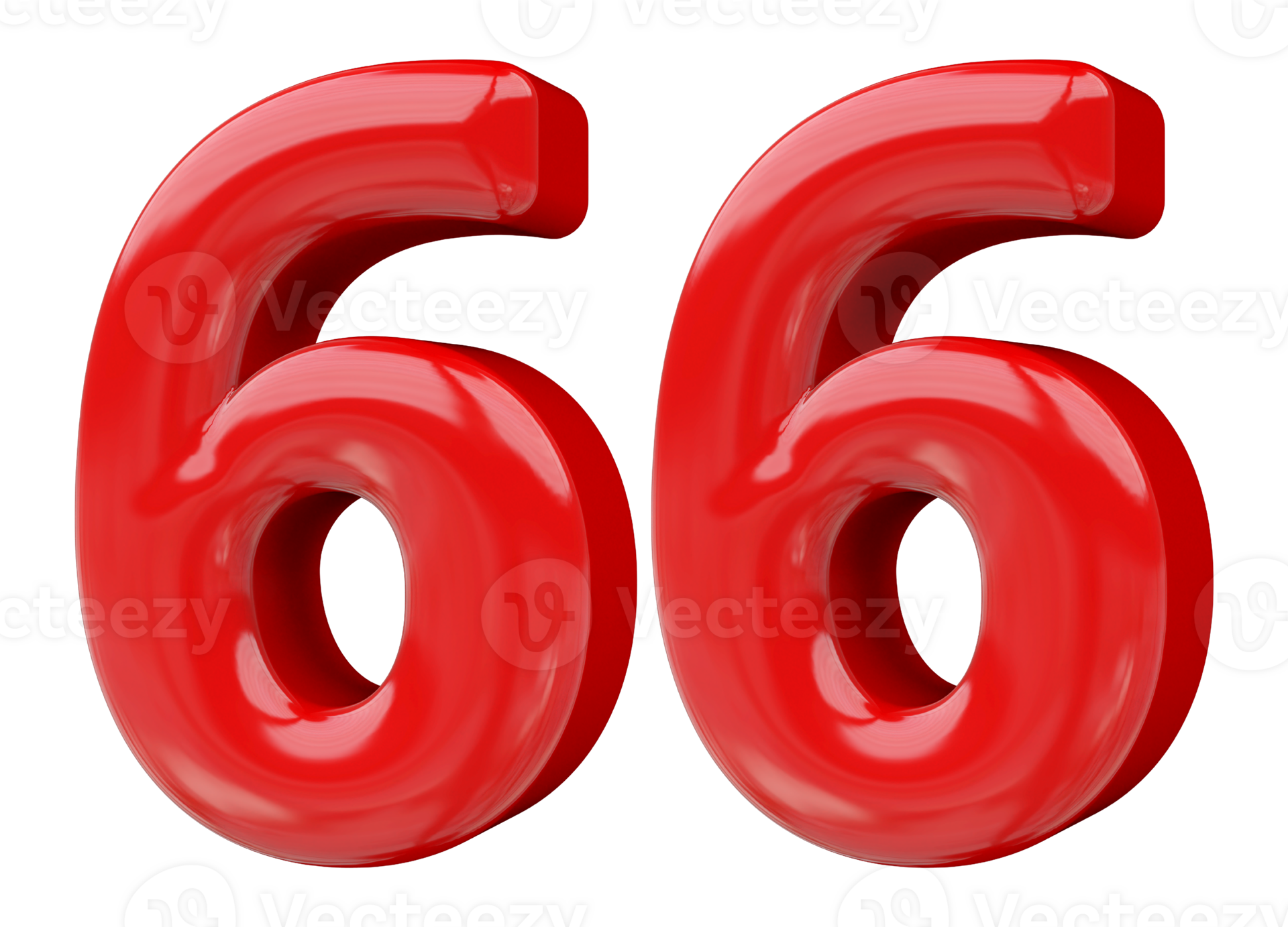Red 3D Number 66 46645587 PNG