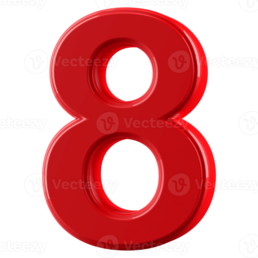 Red 3D Number 8 46645767 PNG